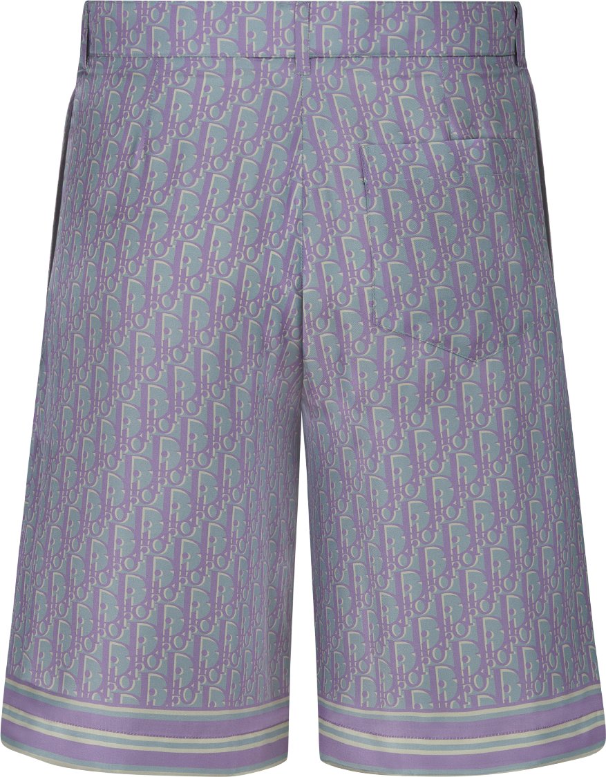 Dior Oblique Bermuda Shorts Blue Silk Twill | DIOR