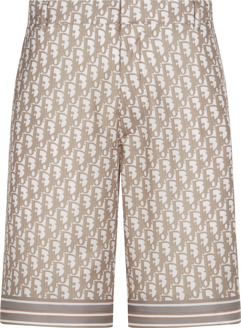Dior Oblique Bermuda Shorts Beige Silk Twill | DIOR