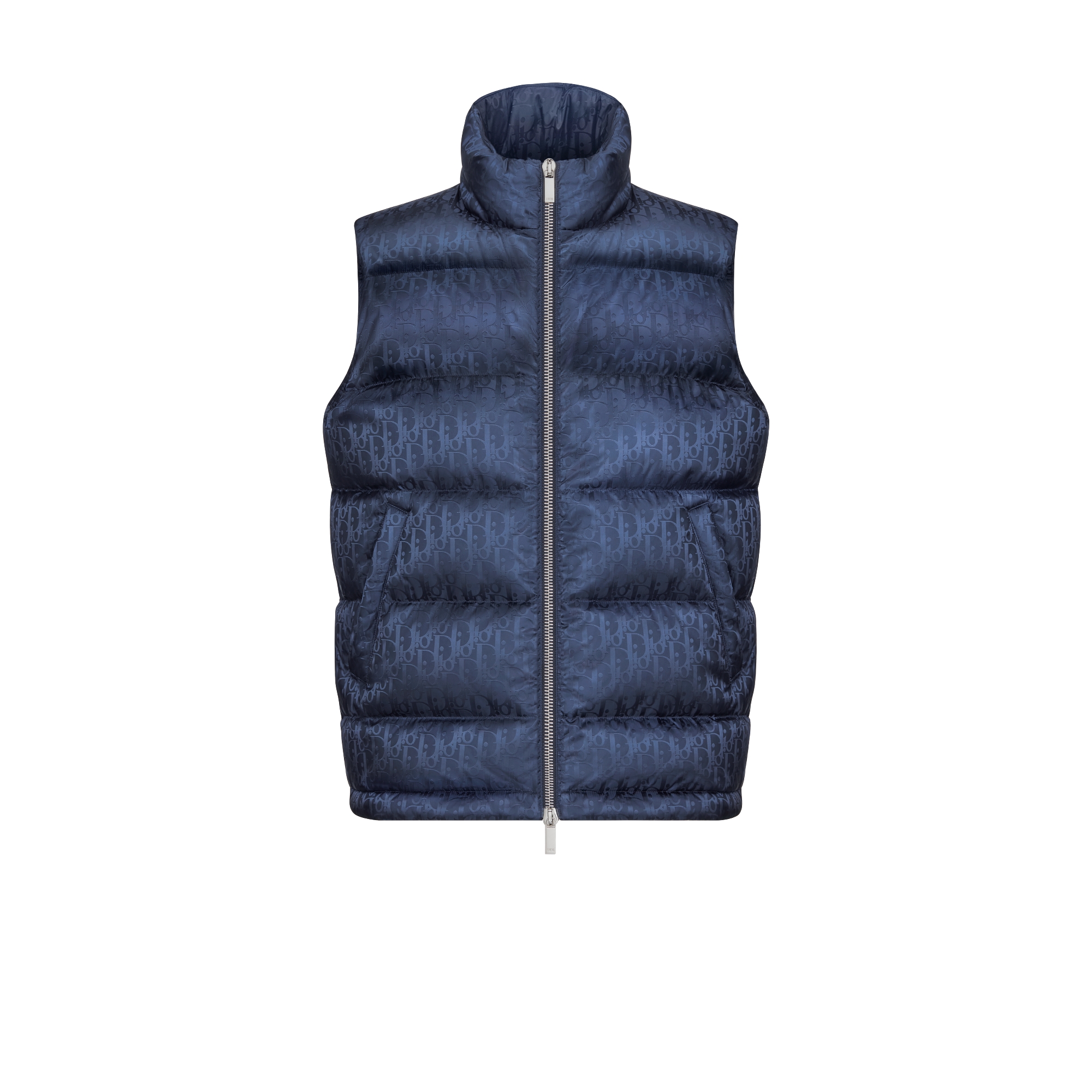 Colete doudoune Dior Oblique Jacquard técnico azul-marinho | DIOR