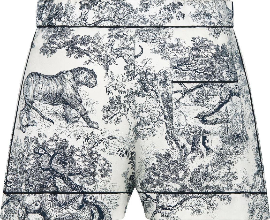 Dior Chez Moi Shorts White and Navy Blue Toile de Jouy Silk Twill | DIOR