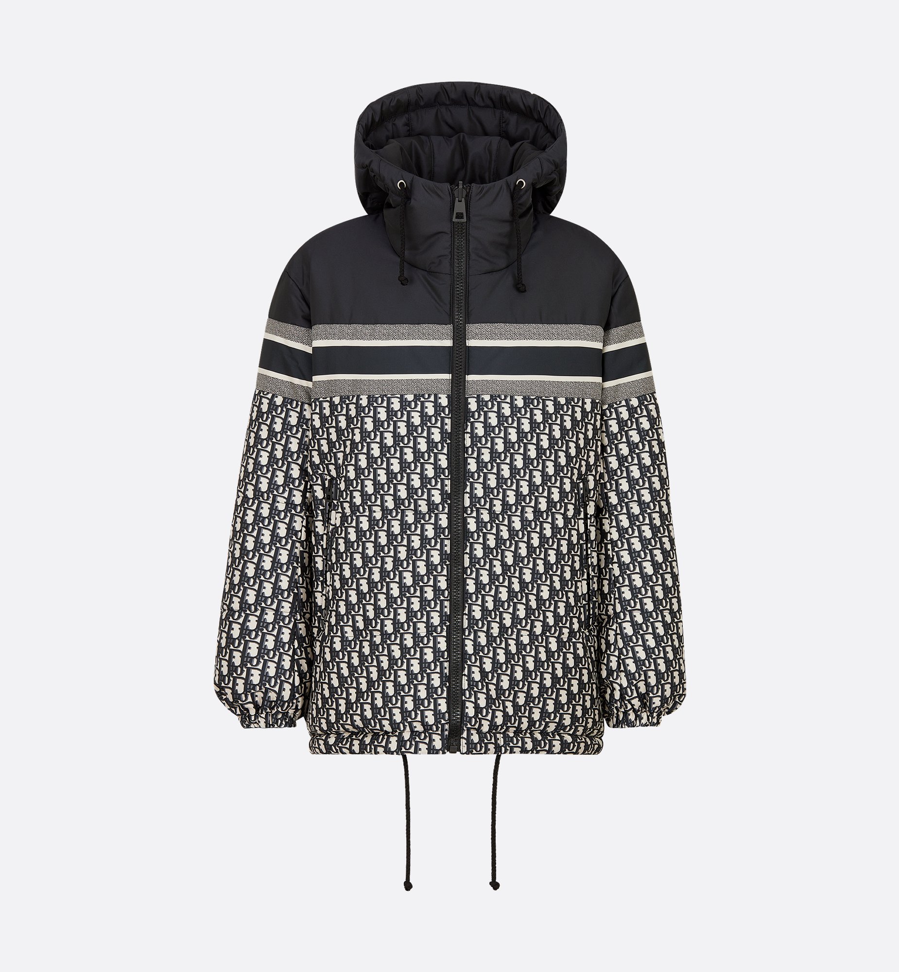 Reversible Cropped Puffer Jacket Blue and Ecru Dior Oblique Reversible Cropped Puffer Jacket Blue and Ecru Dior Oblique