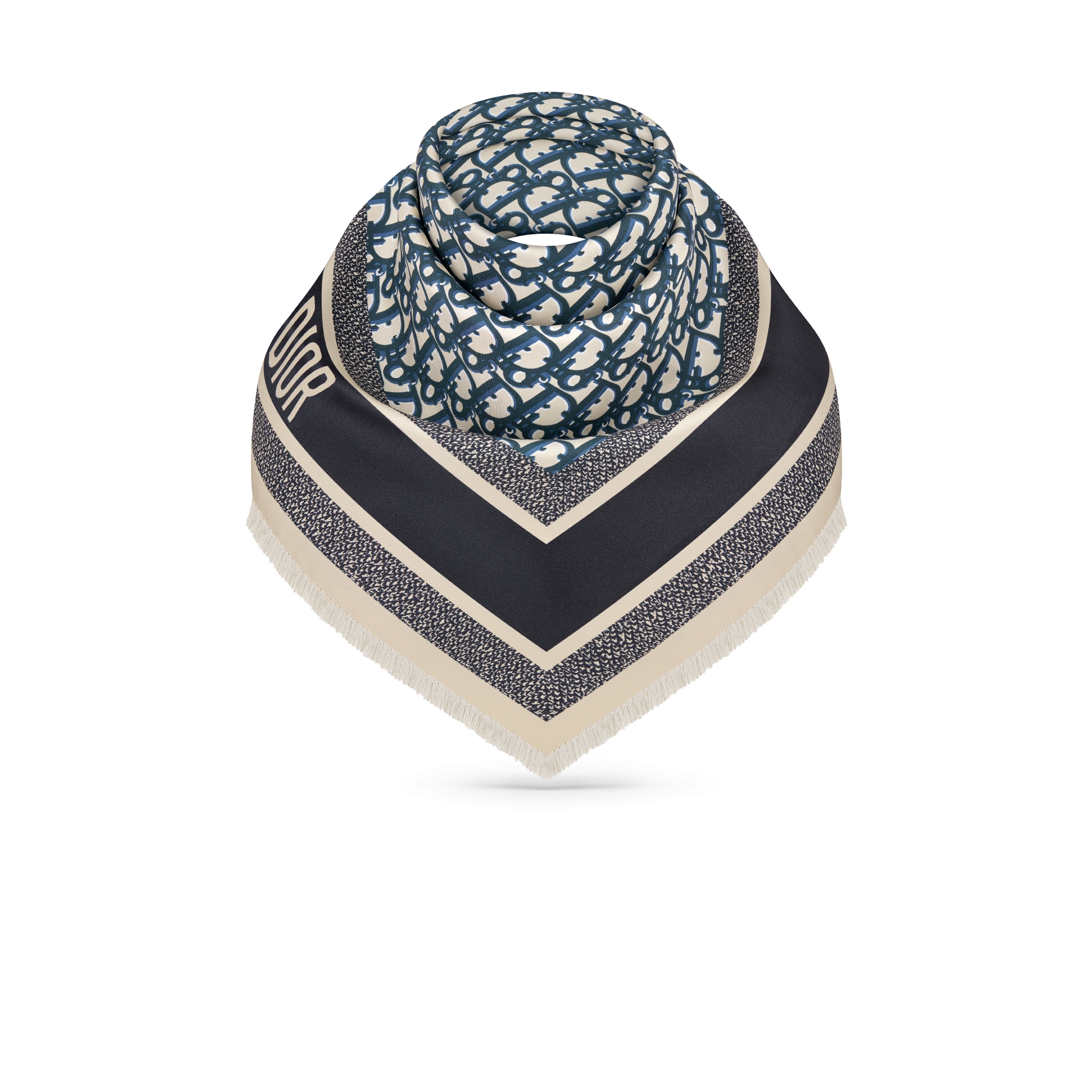 Dior Oblique Diortwin 70 Square Scarf Navy Blue Silk Twill | DIOR