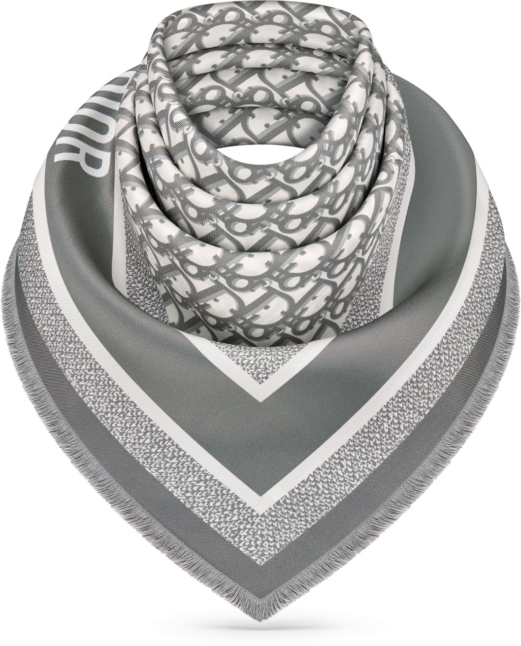 Dior Oblique Diortwin 70 Square Scarf Gray Silk Twill | DIOR
