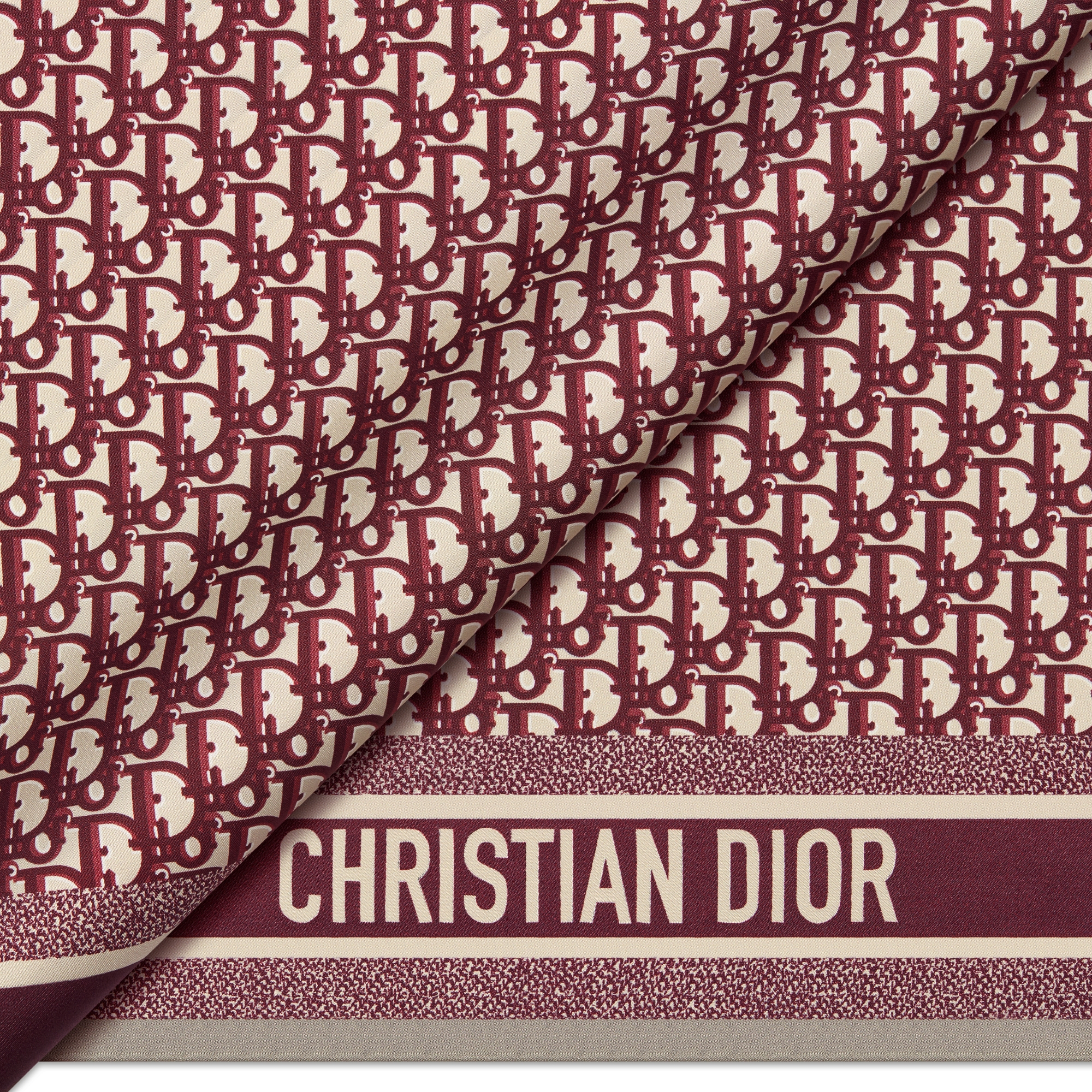 Dior Oblique Diortwin 90 Square Scarf Burgundy and Navy Blue Silk Twill ...