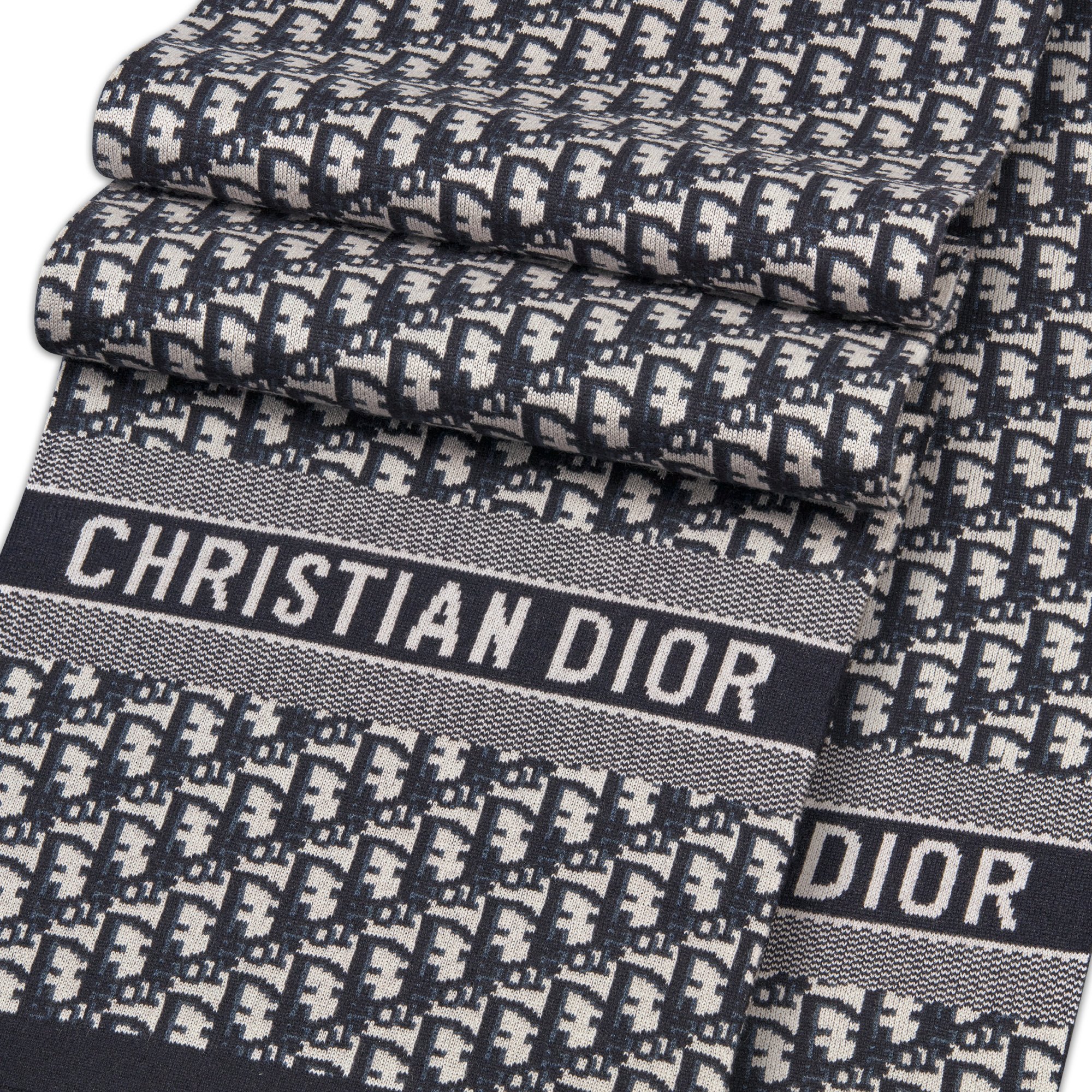 Dior Oblique Scarf Navy Blue Technical Cashmere | DIOR