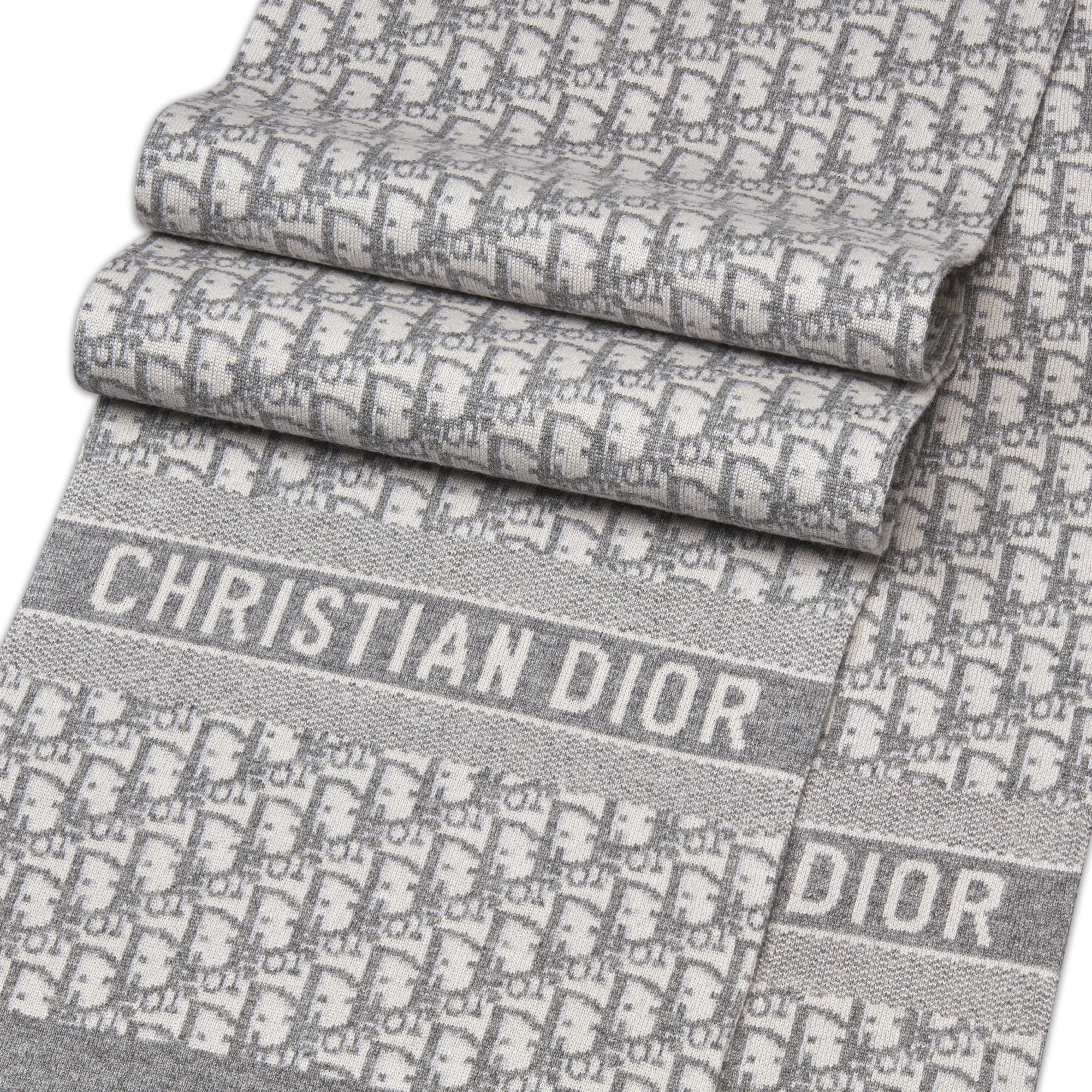 Dior Oblique Scarf Gray Technical Cashmere | DIOR