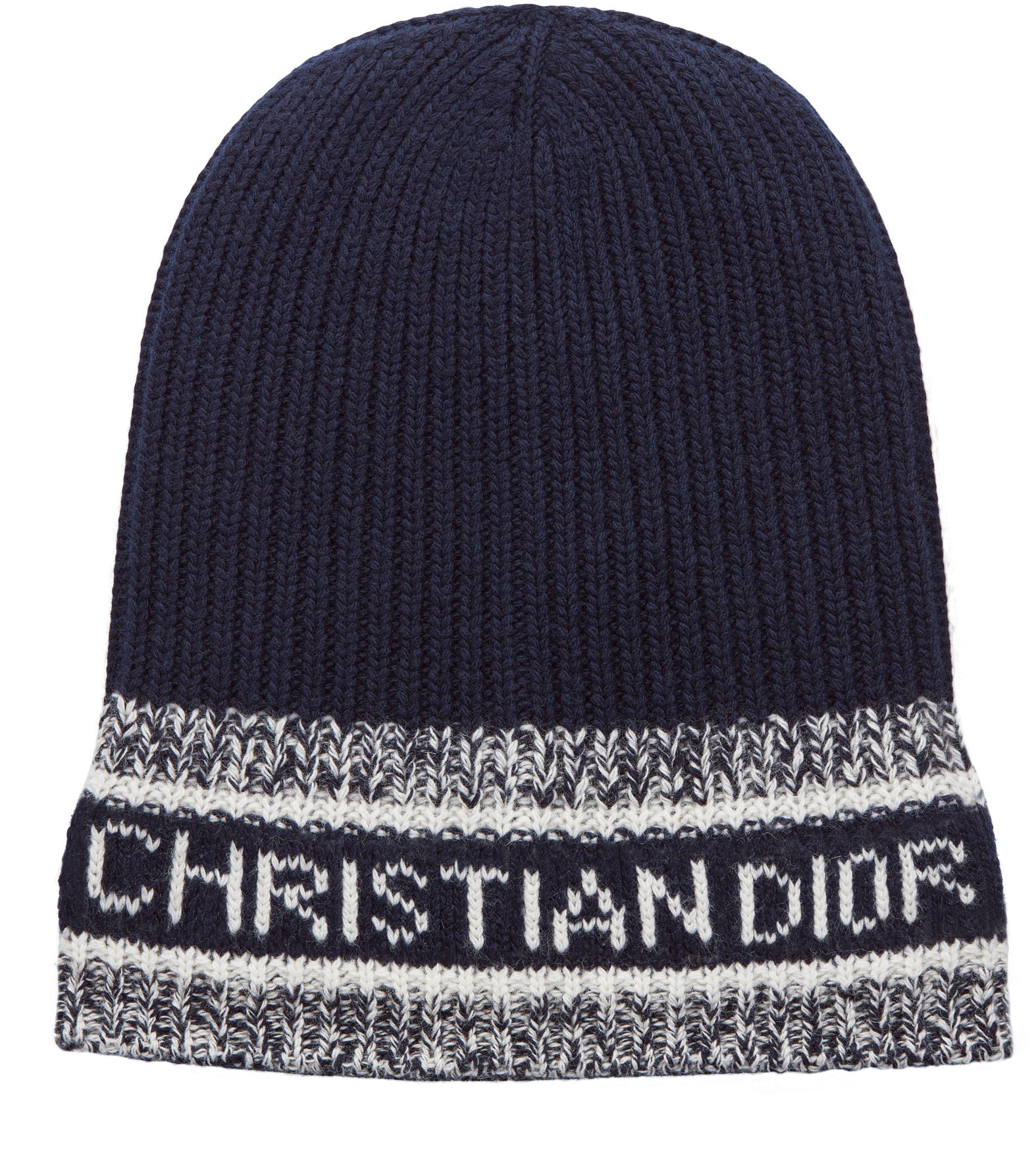 Bonnet D-White Maille de laine et cachemire bleu marine | DIOR