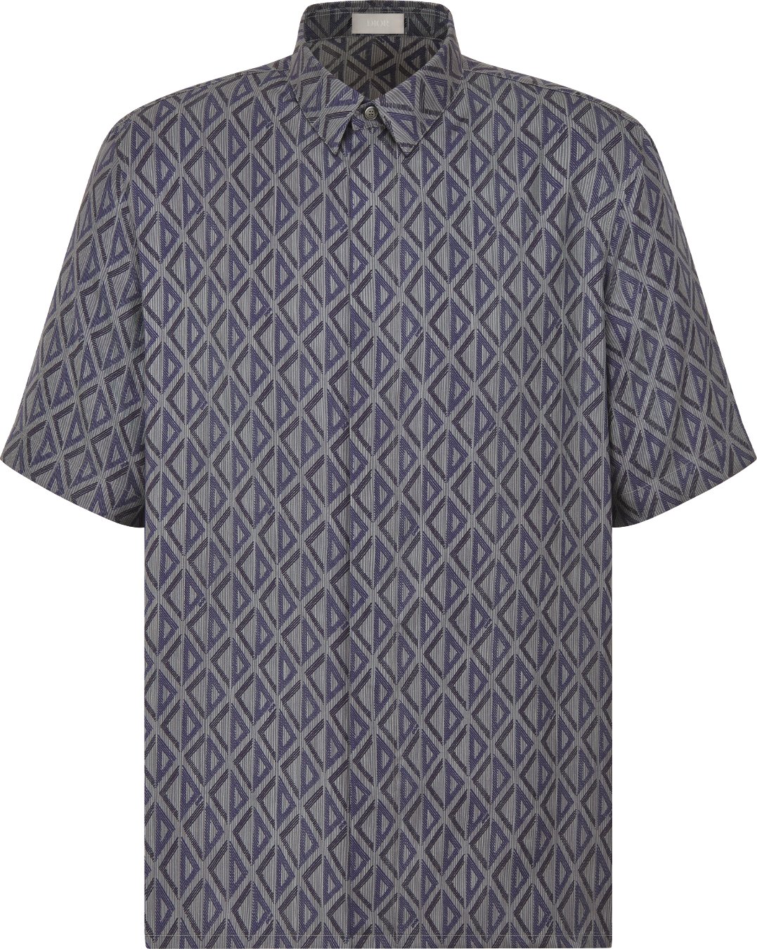 CD Diamond Short Sleeved Shirt Black and Gray Silk Twill DIOR