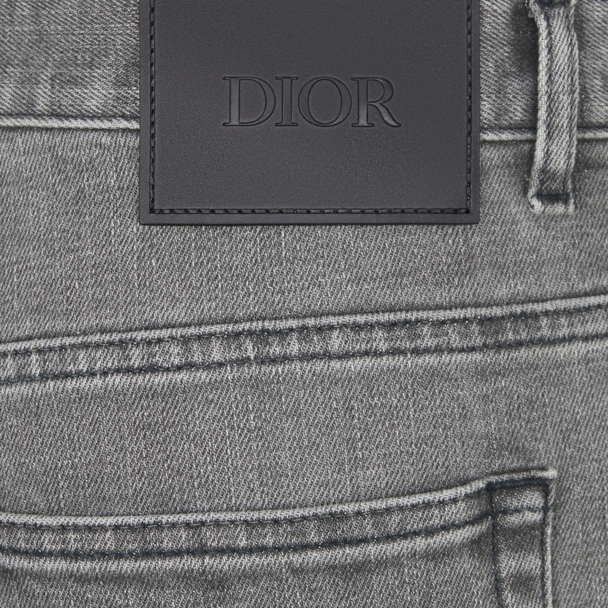Long Slim-Fit Jeans Gray Cotton-Blend Twill | DIOR