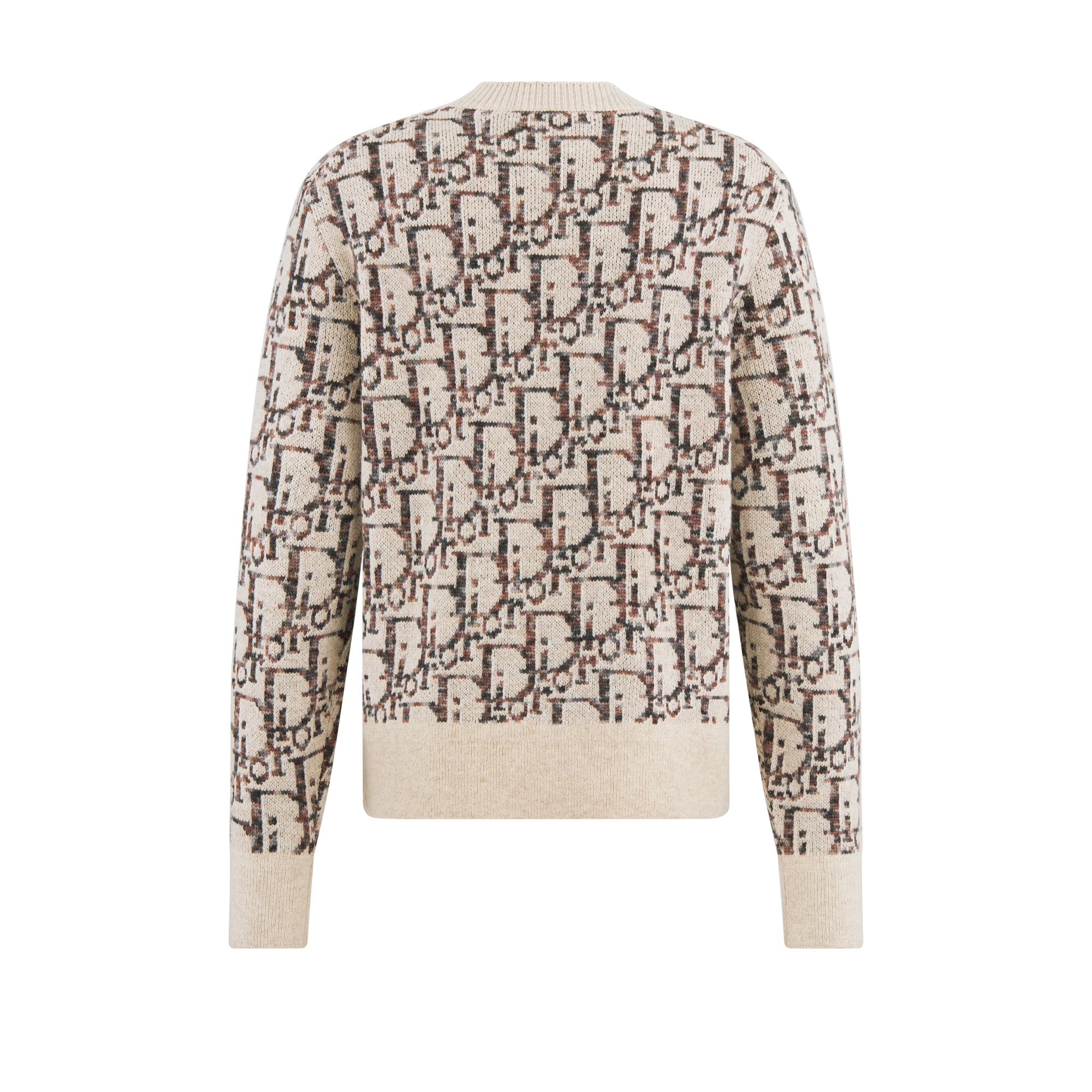 Pull Dior Oblique Jacquard de laine vierge beige et marron | DIOR