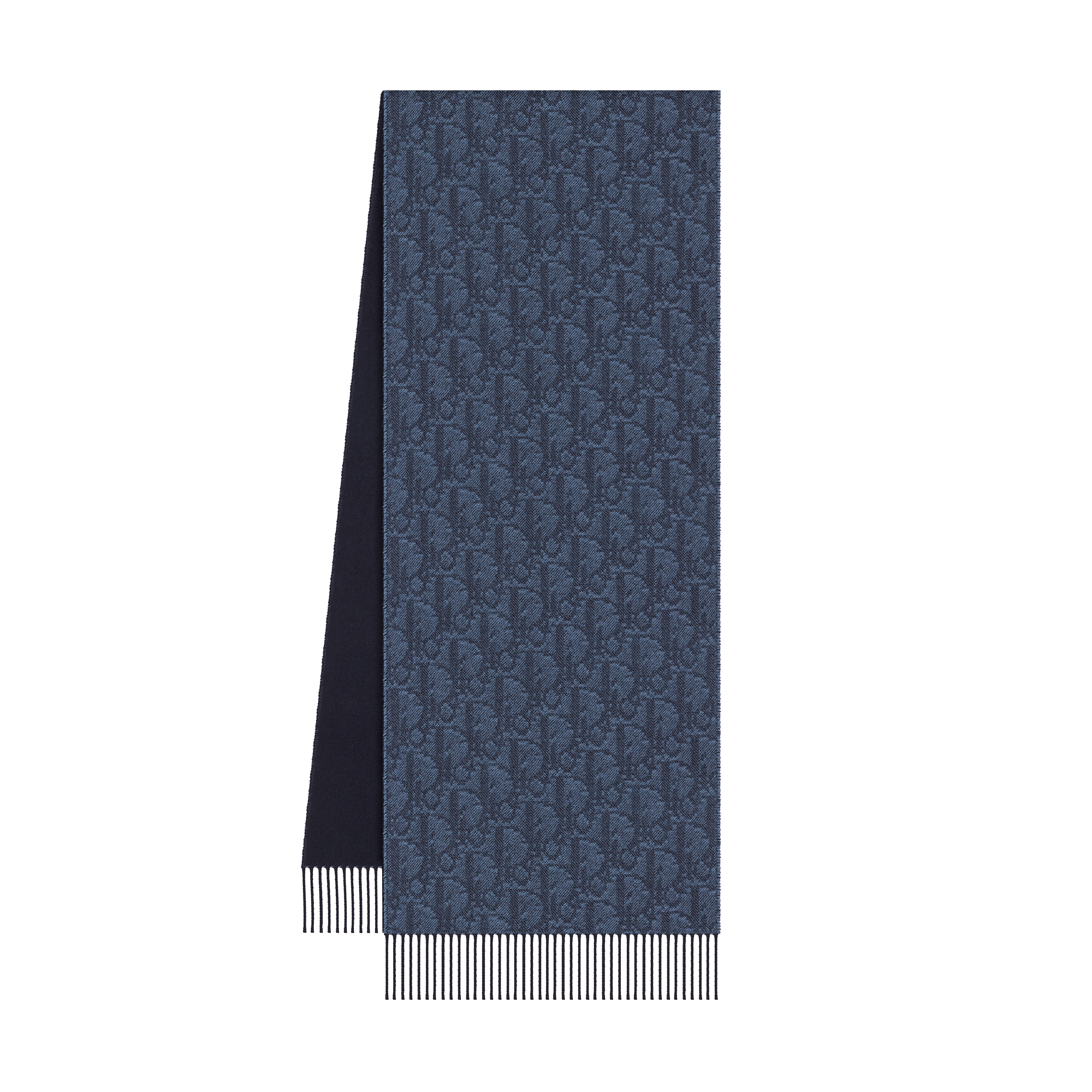 Dior Oblique Double-Sided Scarf Blue and Navy Blue Cashmere and Wool | DIOR