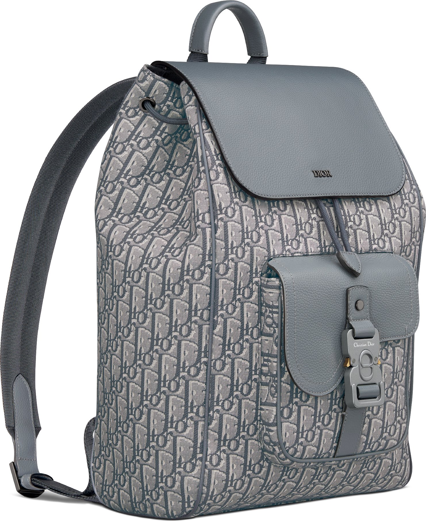 Saddle Rucksack mit Umschlagklappe Dior Oblique Jacquard in sattem Grau ...