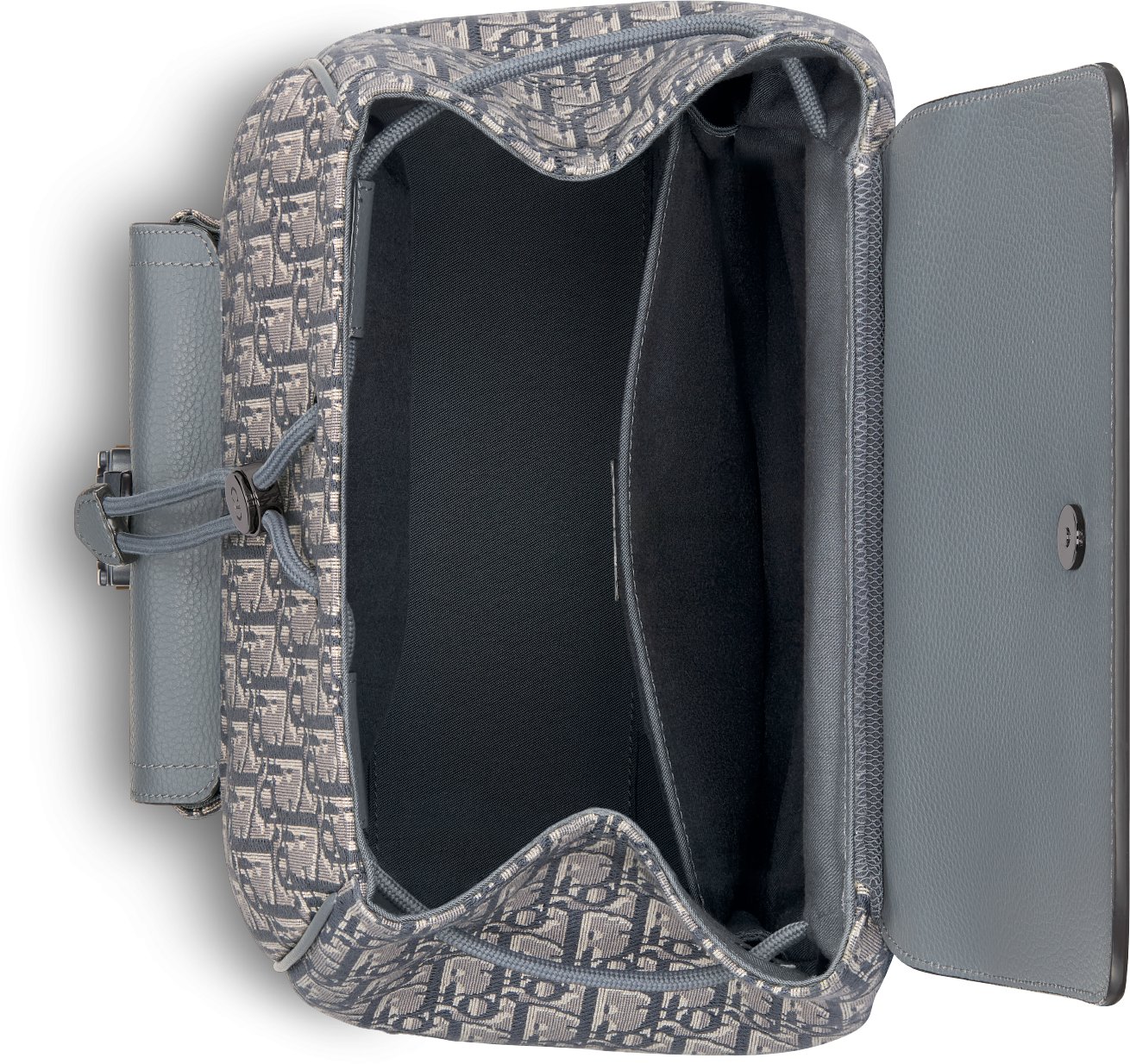 Saddle Backpack with Flap Deep Gray Dior Oblique Jacquard and Deep Gray ...