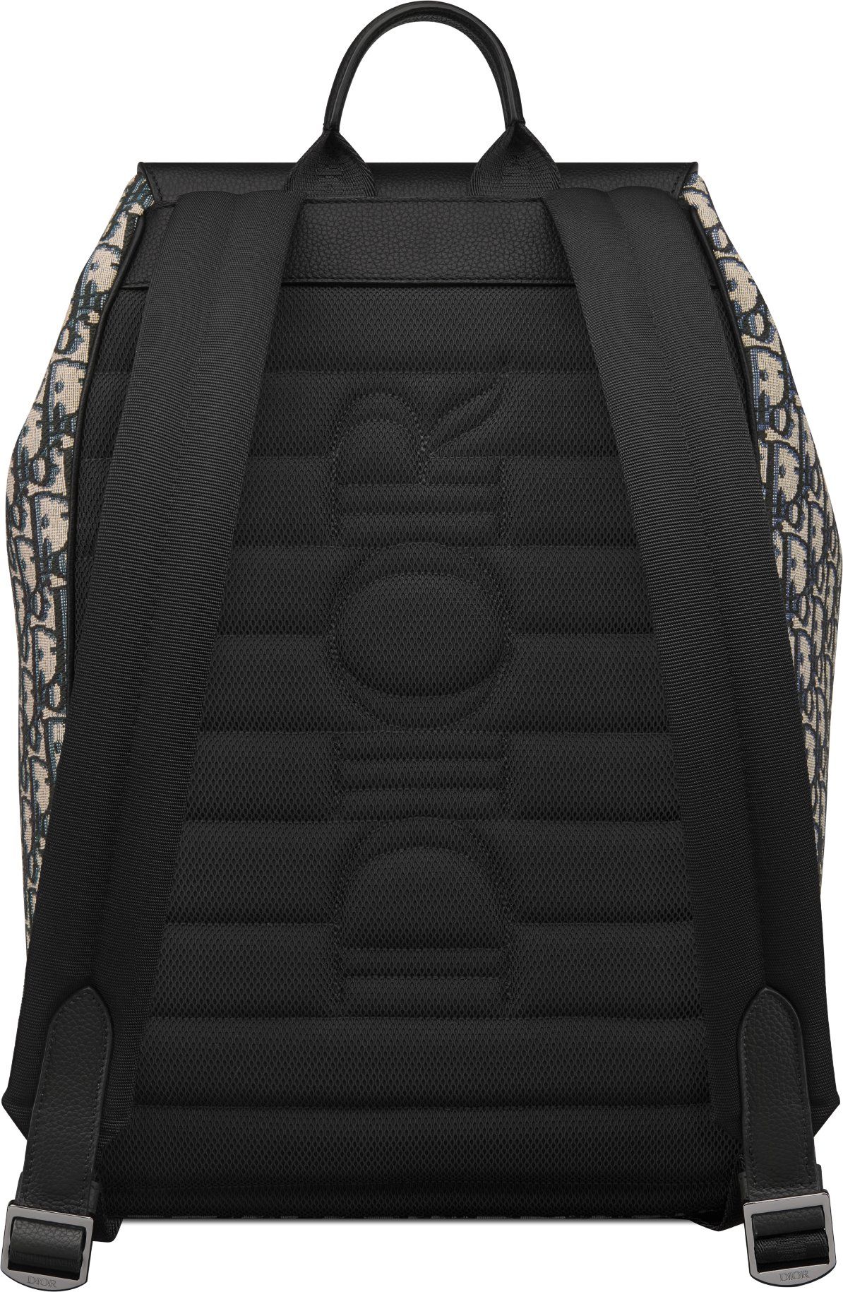 Saddle Backpack with Flap Beige and Black Dior Oblique Jacquard with ...