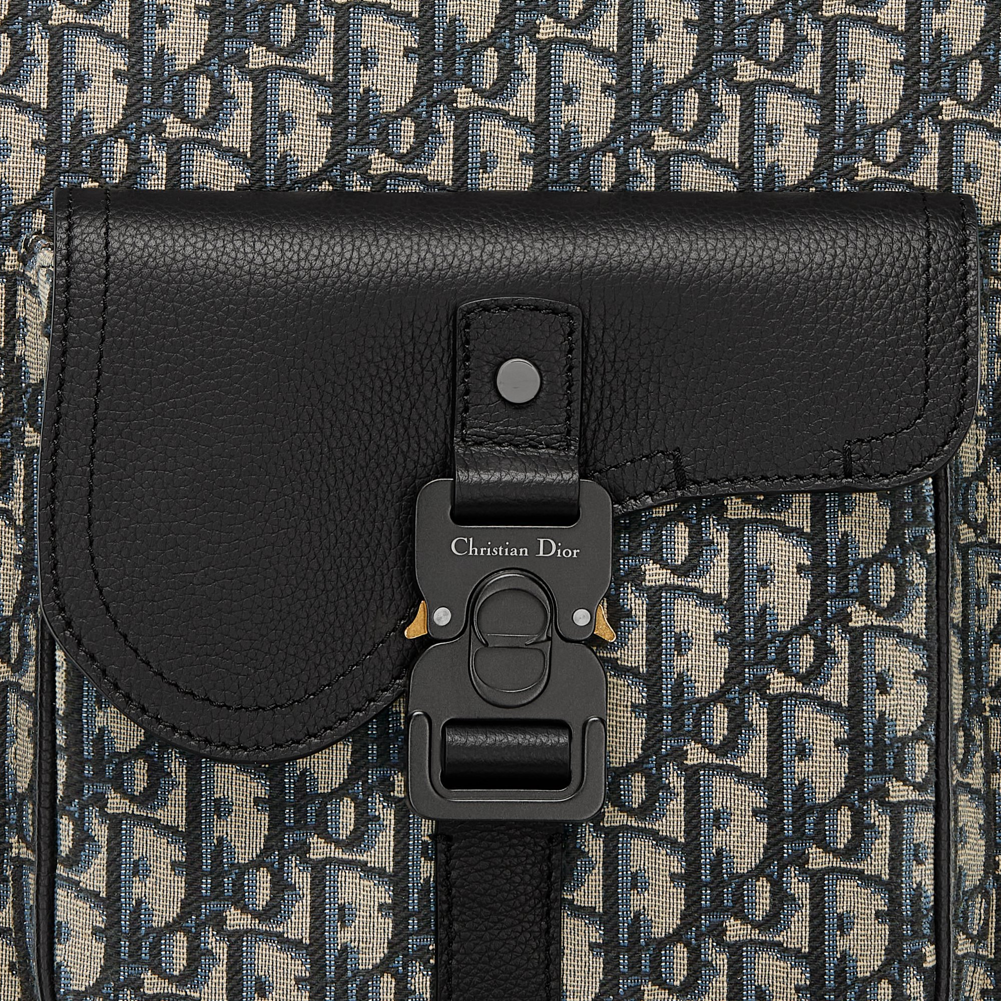 Saddle Zip Backpack Beige and Black Dior Oblique Jacquard with Black ...