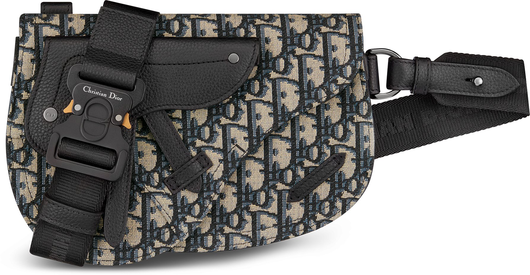 Saddle Pouch Beige and Black Dior Oblique Jacquard | DIOR