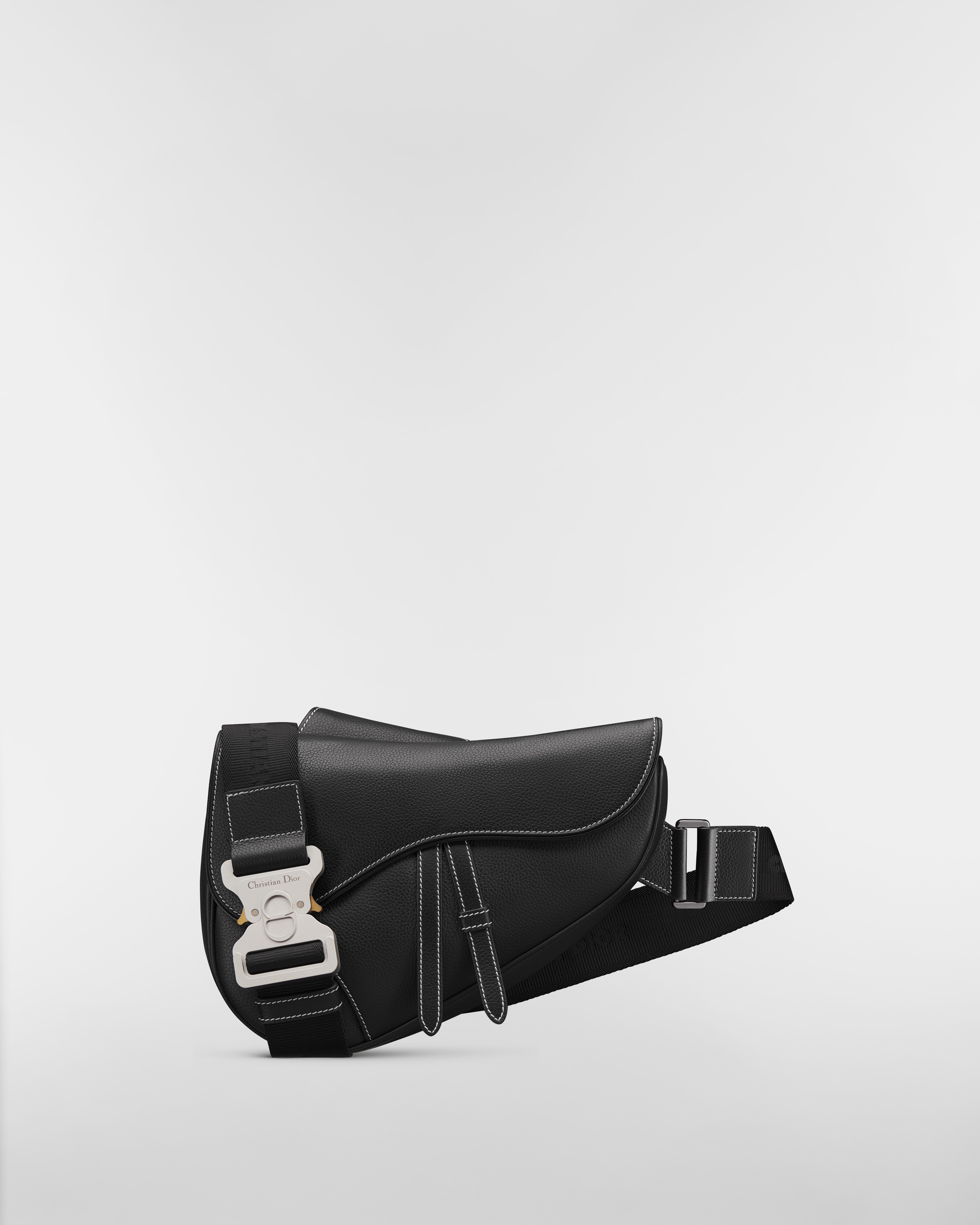 Saddle-tas Zwart generfd kalfsleer | DIOR