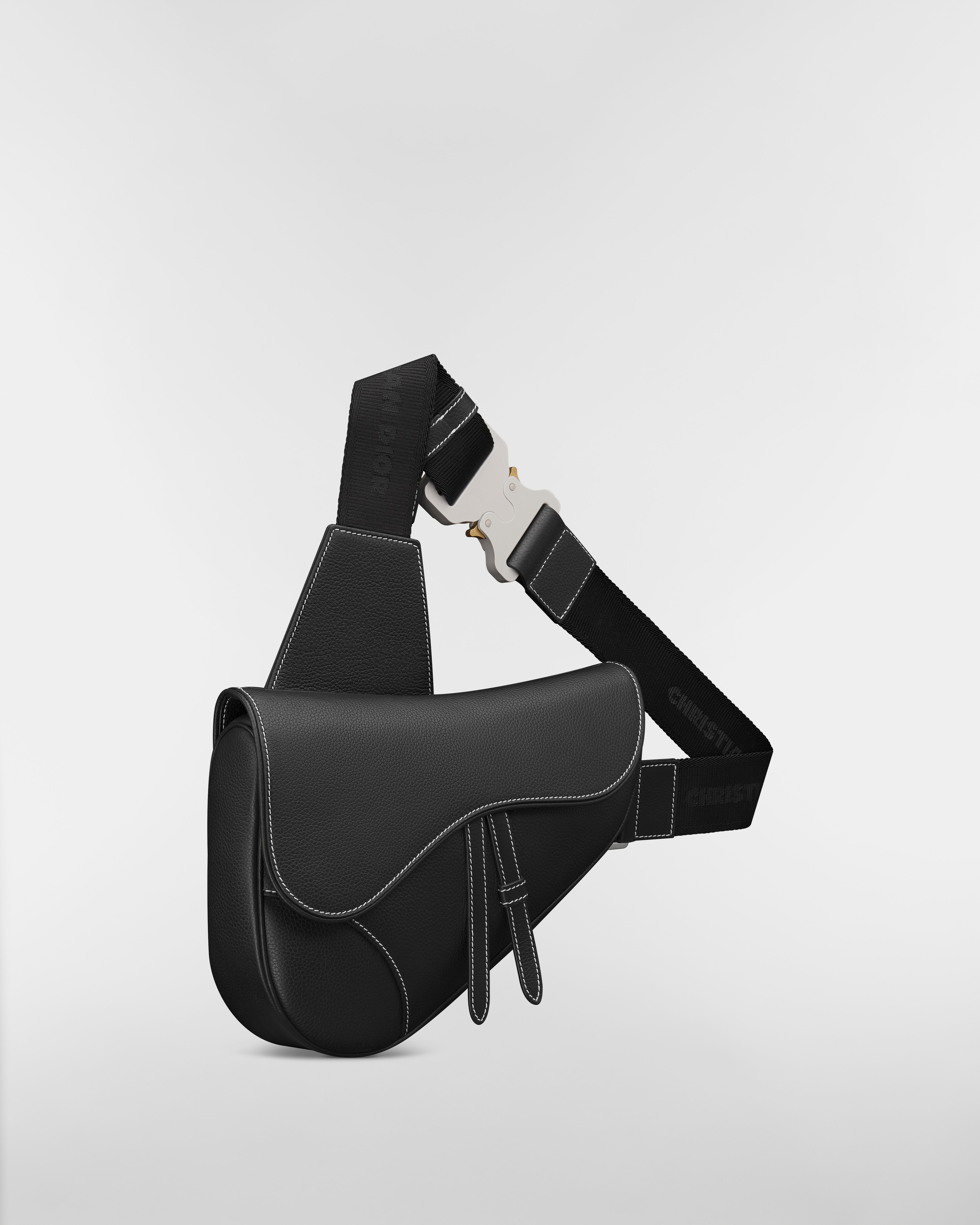 Saddle-tas Zwart generfd kalfsleer | DIOR