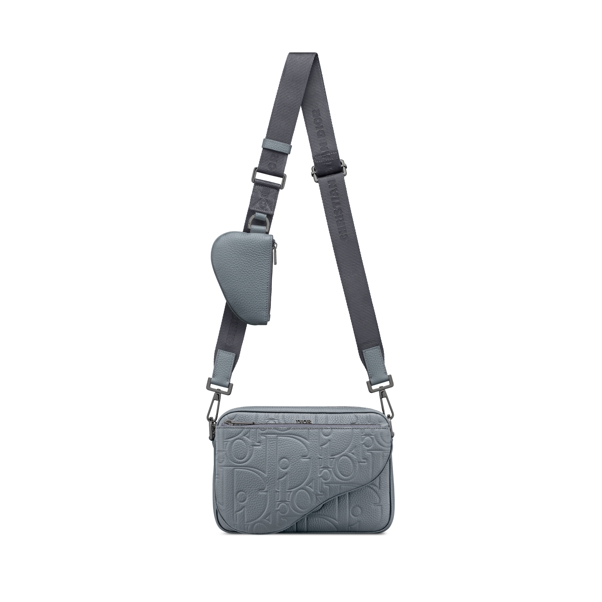 Triple Pouch Saddle Cuir Dior Gravity gris foncé et cuir de veau grainé ...