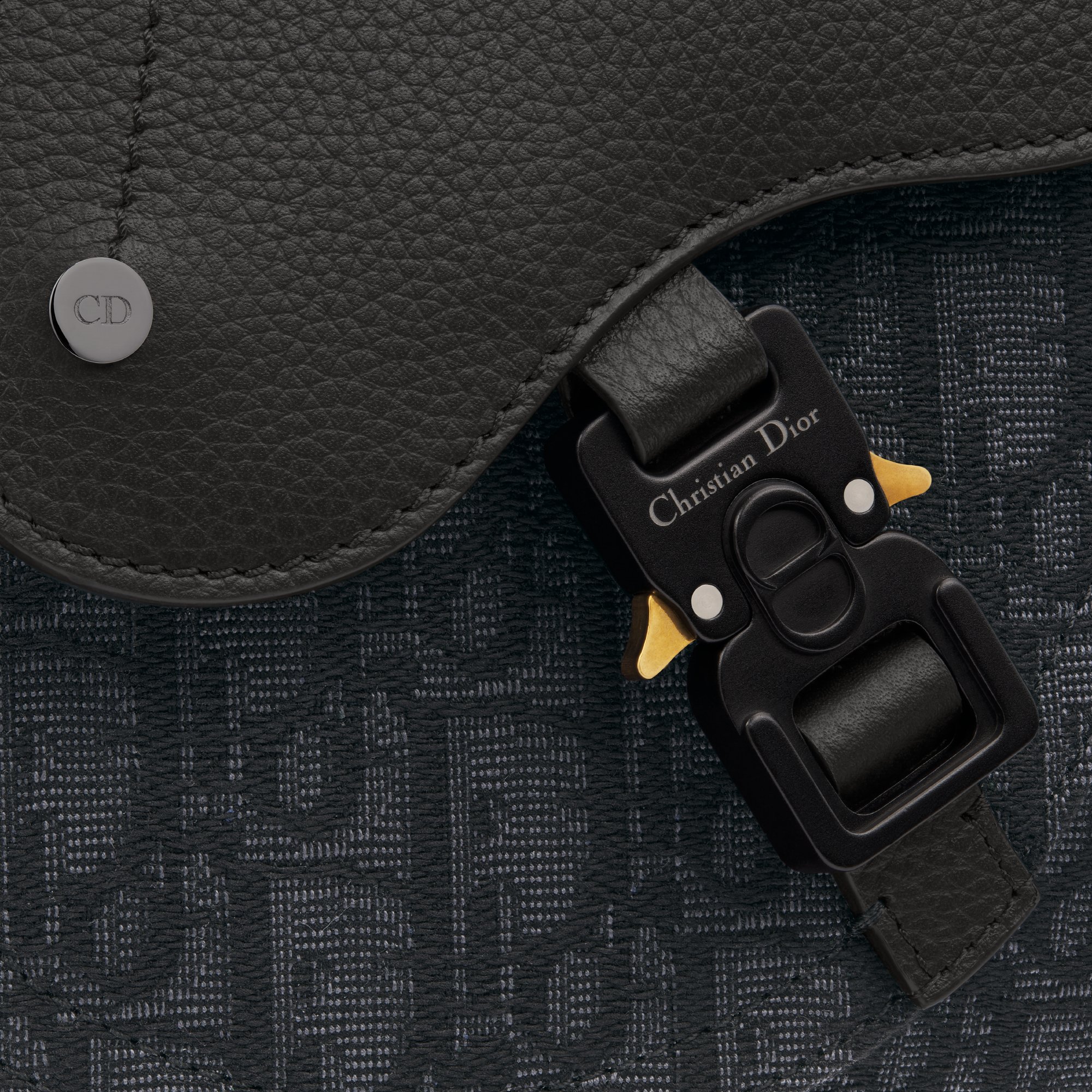 Saddle Messenger Bag Black Dior Oblique Jacquard and Black Grained ...