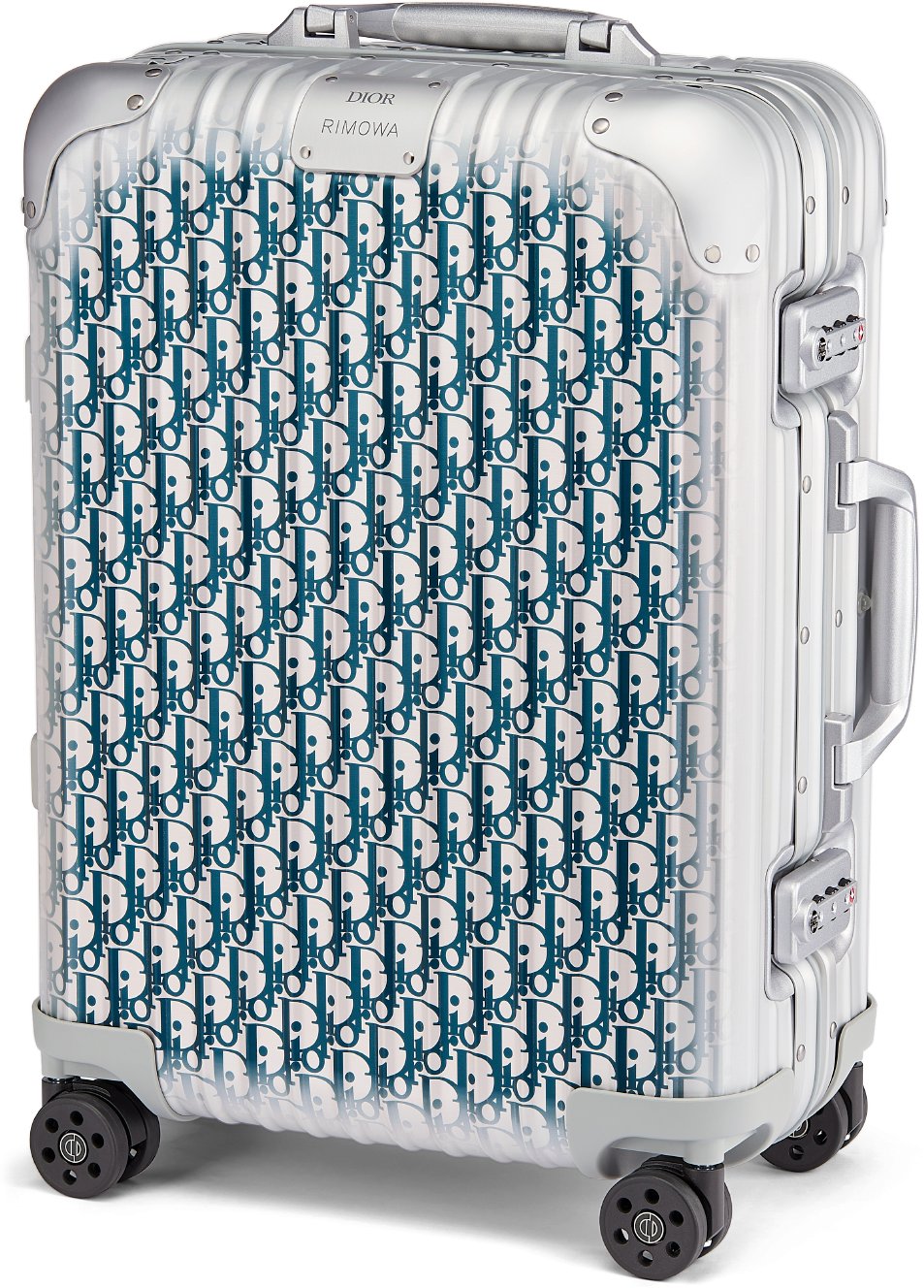 DIOR AND RIMOWA Carry-On Suitcase Gradient Blue Dior Oblique Aluminum ...