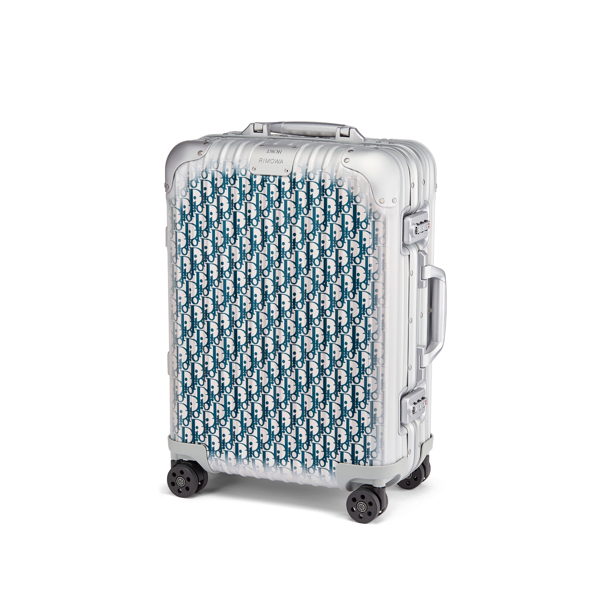 Valise cabine DIOR AND RIMOWA Aluminium Dior Oblique dégradé bleu | DIOR