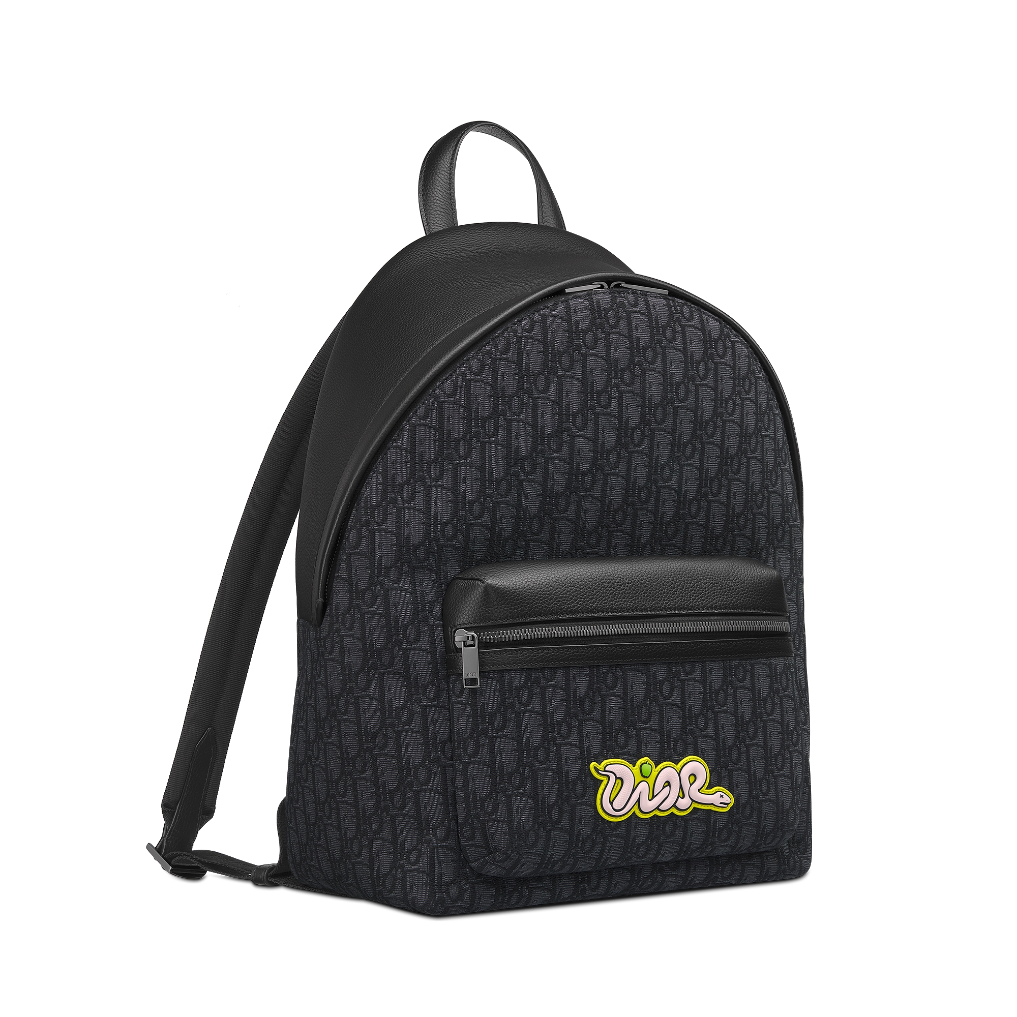 DIOR AND KAWS Rider 2.0 Zipped Backpack Black Grained Calfskin and ...