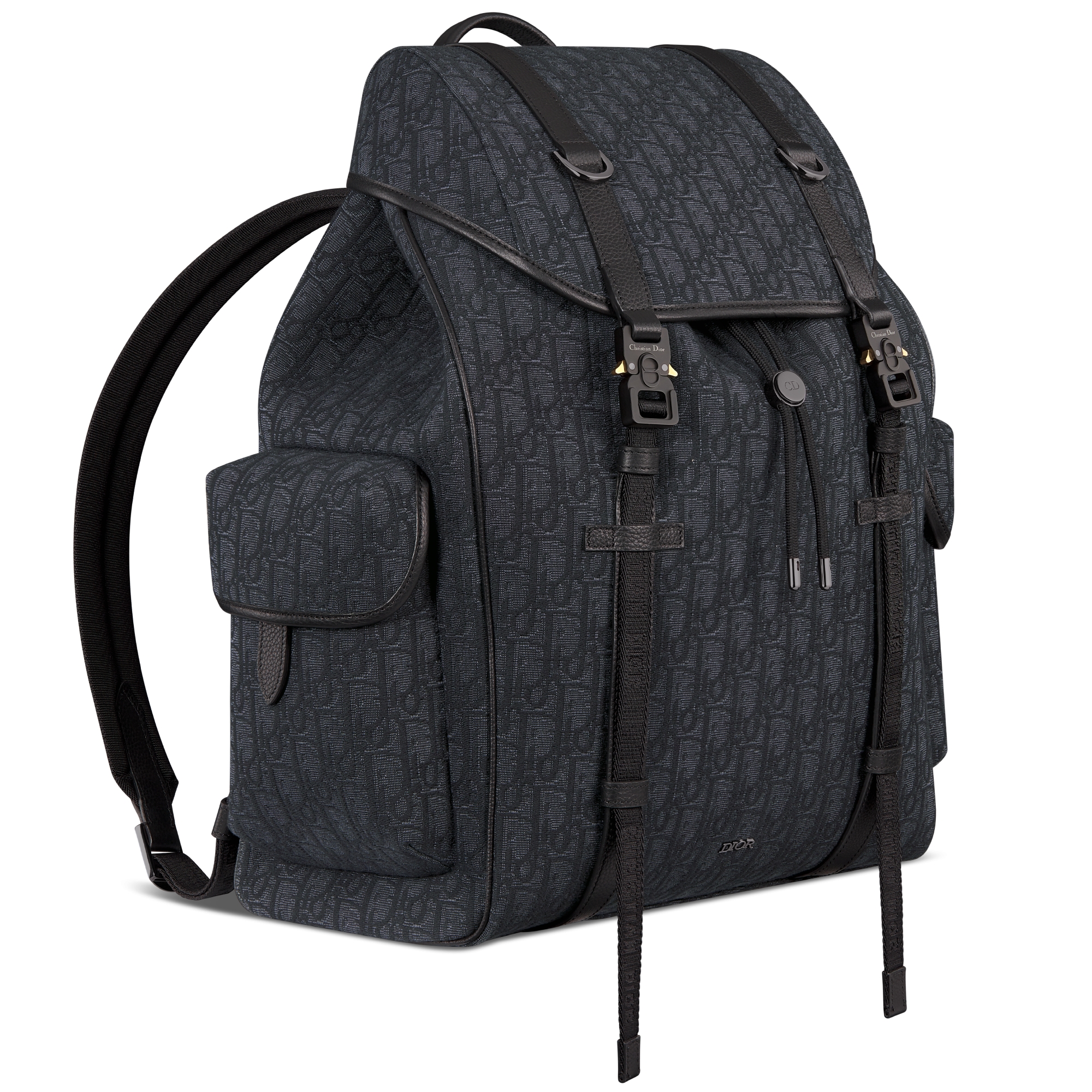 Dior Hit the Road Backpack with Flap Black Dior Oblique Jacquard and ...