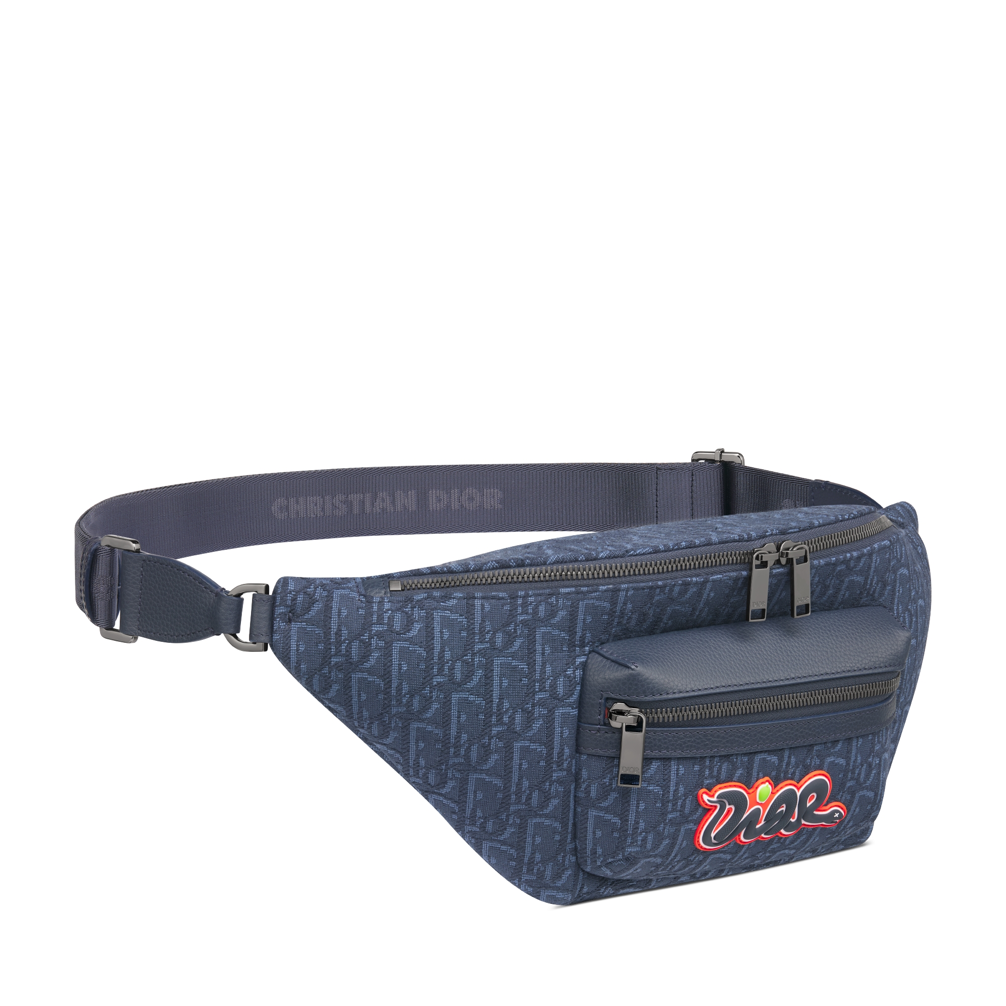 DIOR AND KAWS Rider 2.0 Belt Bag Navy Blue Dior Oblique Jacquard and ...