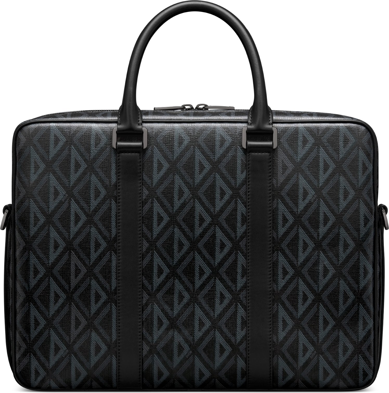 Portadocumentos con cremallera Lona de algodón revestida negra con ...