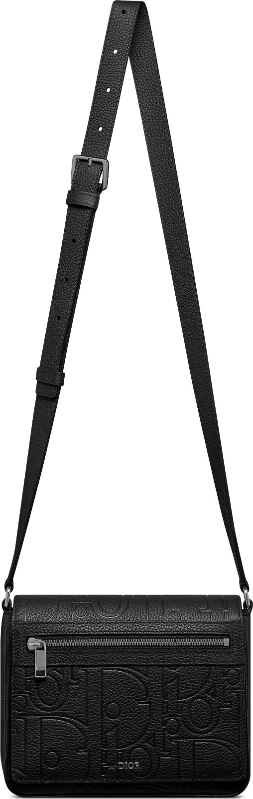 Messenger Bag with Flap Black Dior Gravity Leather and Black Grained ...