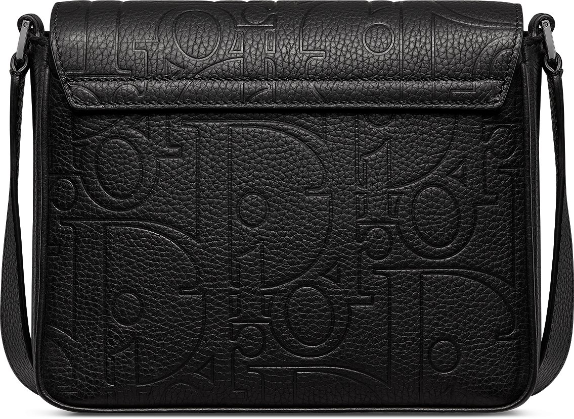 Messenger Bag with Flap Black Dior Gravity Leather and Black Grained ...