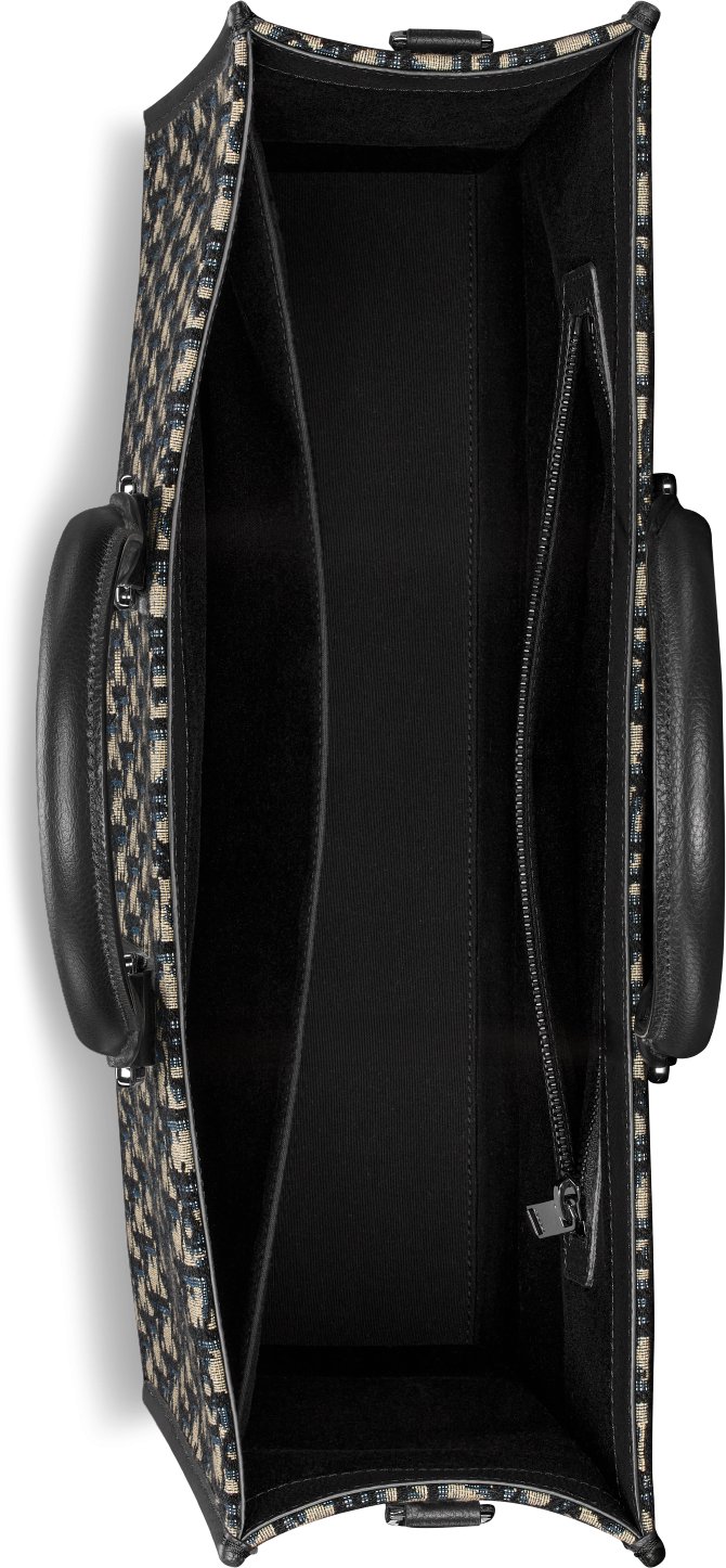 Сумка-тоут East-West Жаккард Dior Oblique бежевого и черного цветов и ...