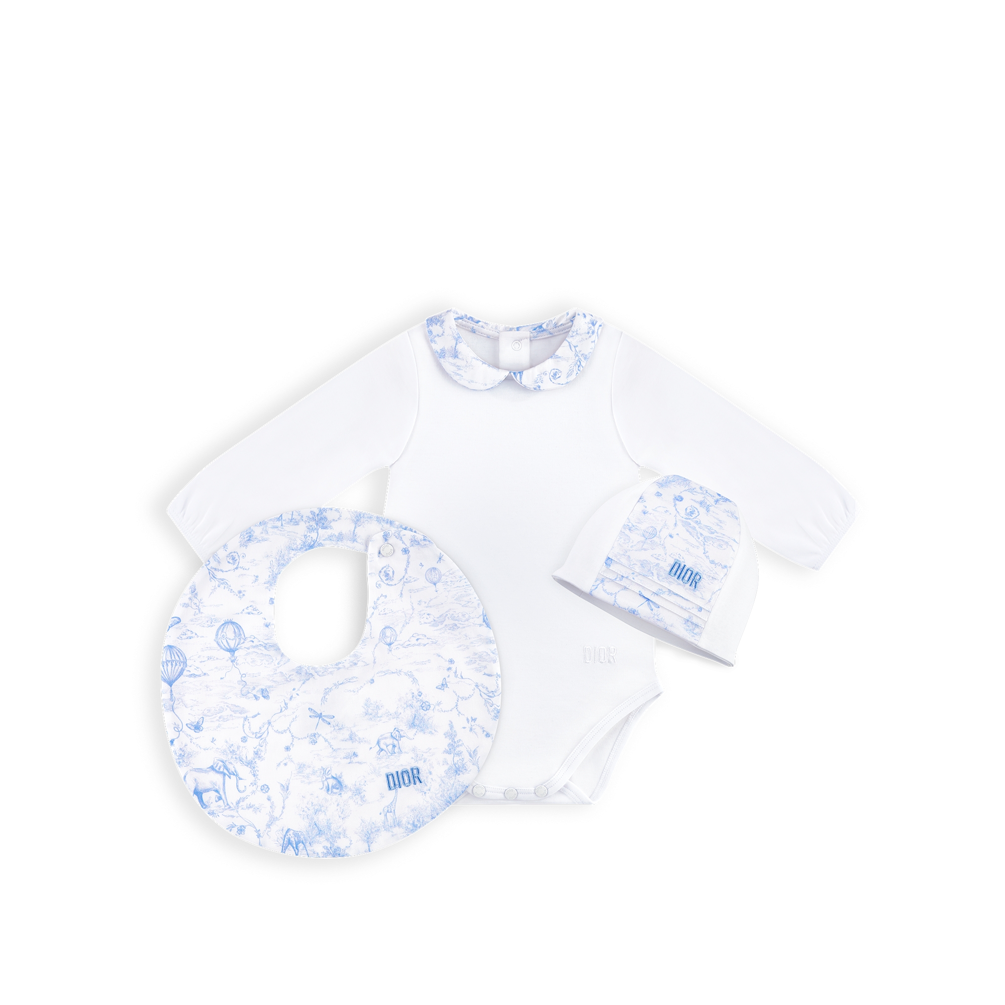 Set regalo per neonati Cotone interlock e raso bianchi con stampa Toile ...