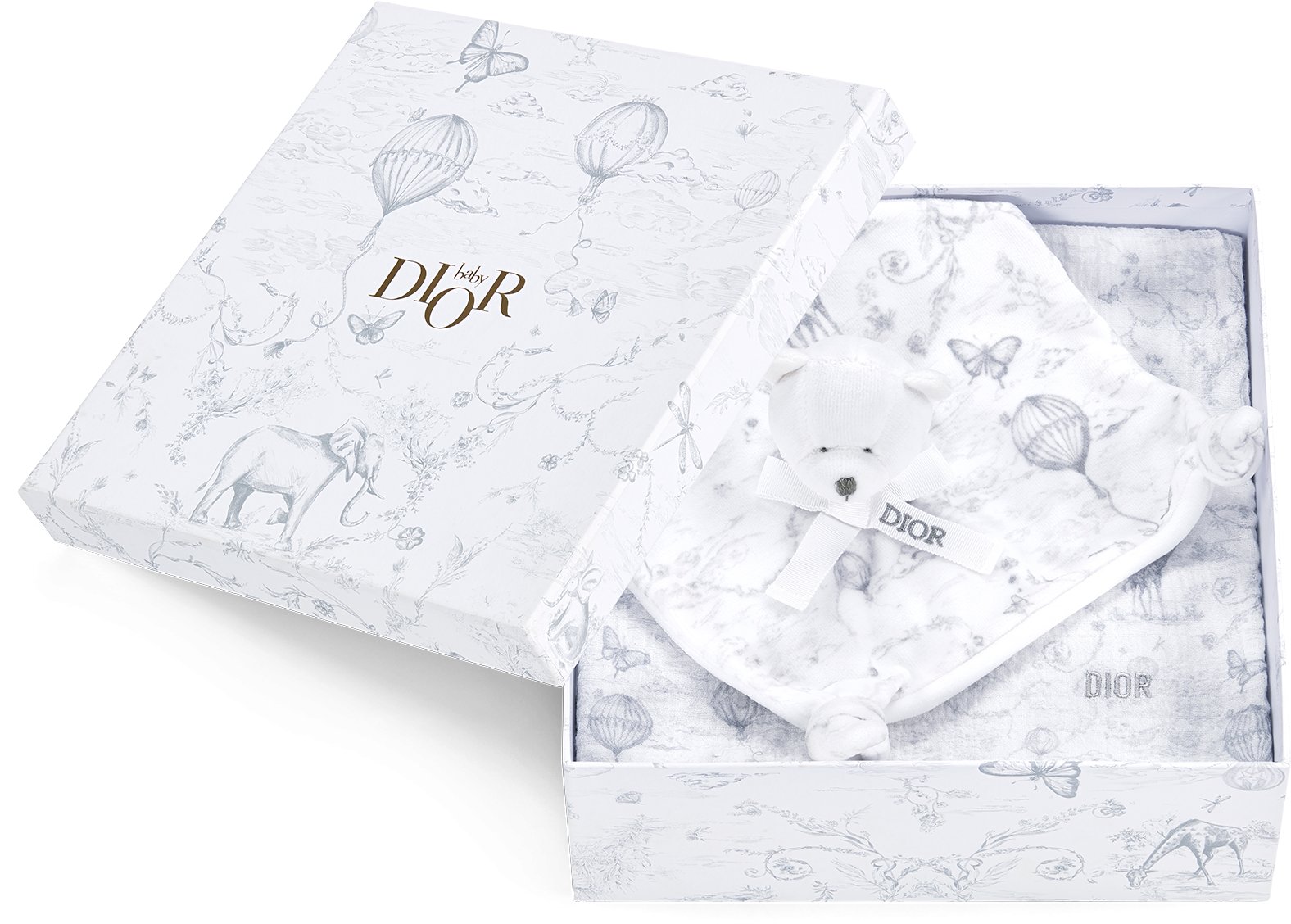 Toile de Jouy Newborn Gift Set Gray and White Muslin, Interlock and ...
