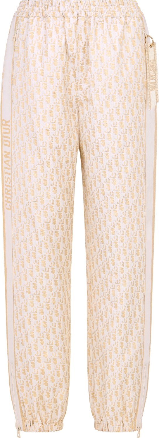 Loose Pants White and Gold-Tone Dior Oblique Technical Fabric | DIOR