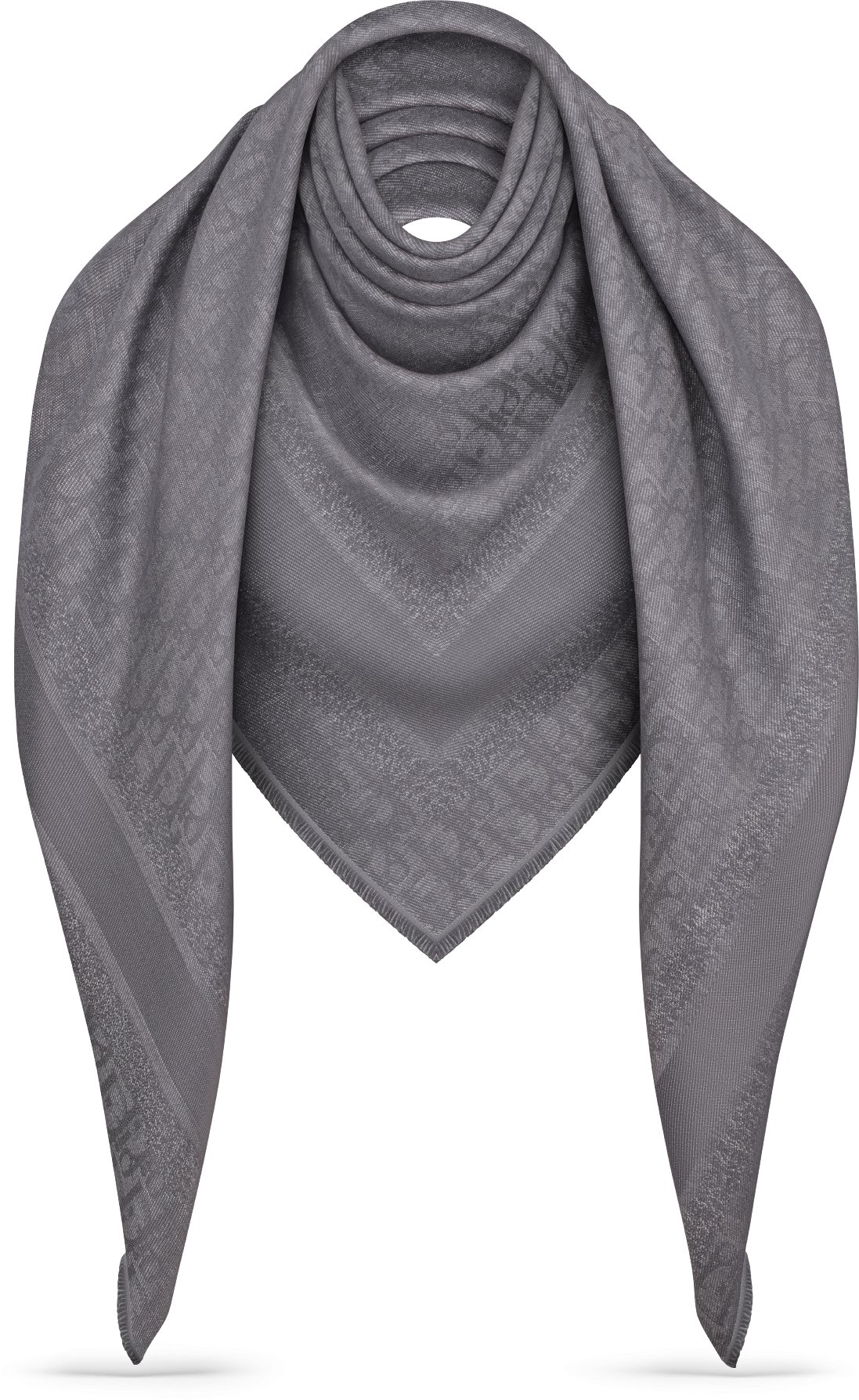 Dior Oblique Shawl Gray Silk Blend with Metallic Thread | DIOR