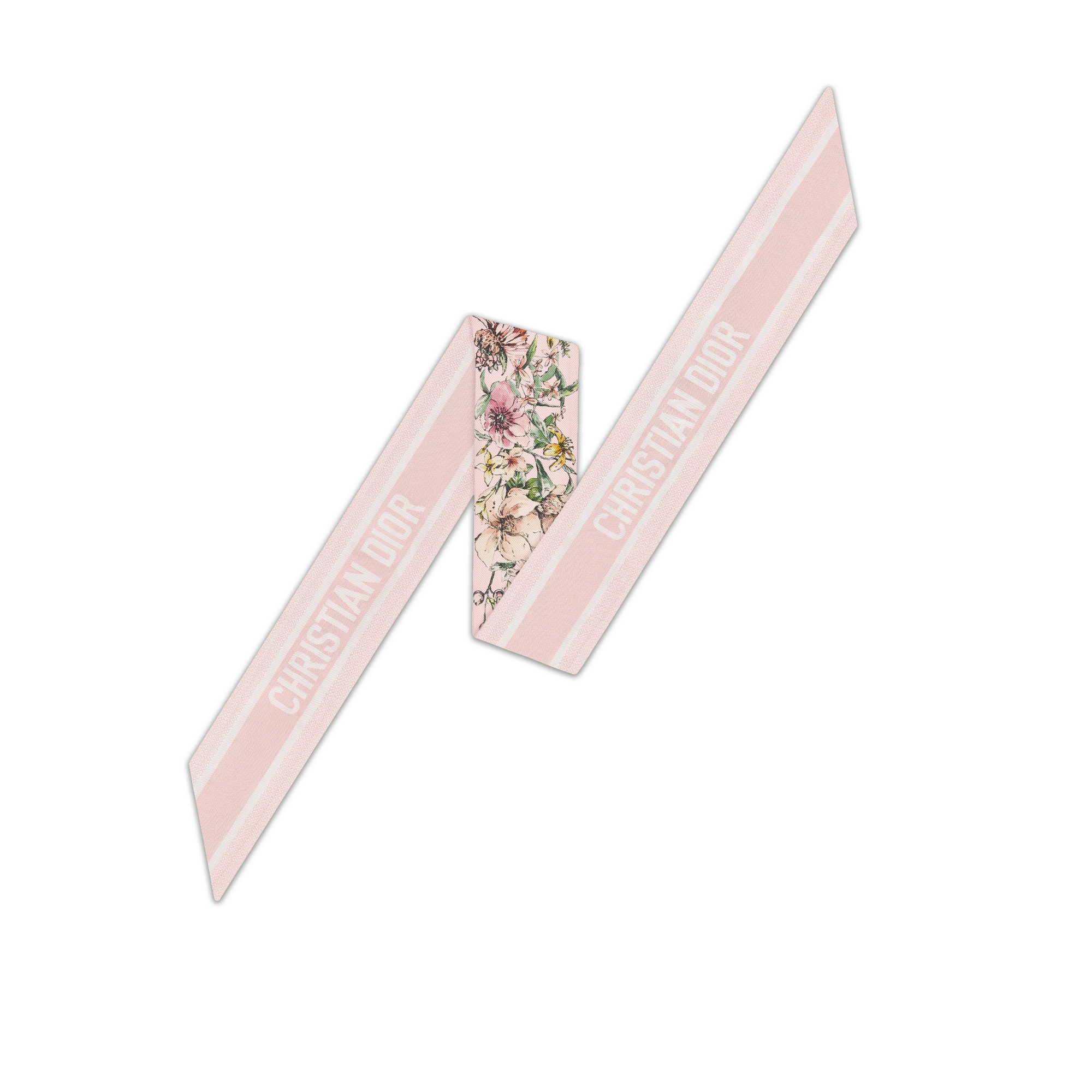 Mitzah D-Floral Twill de soie rose pâle multicolore | DIOR