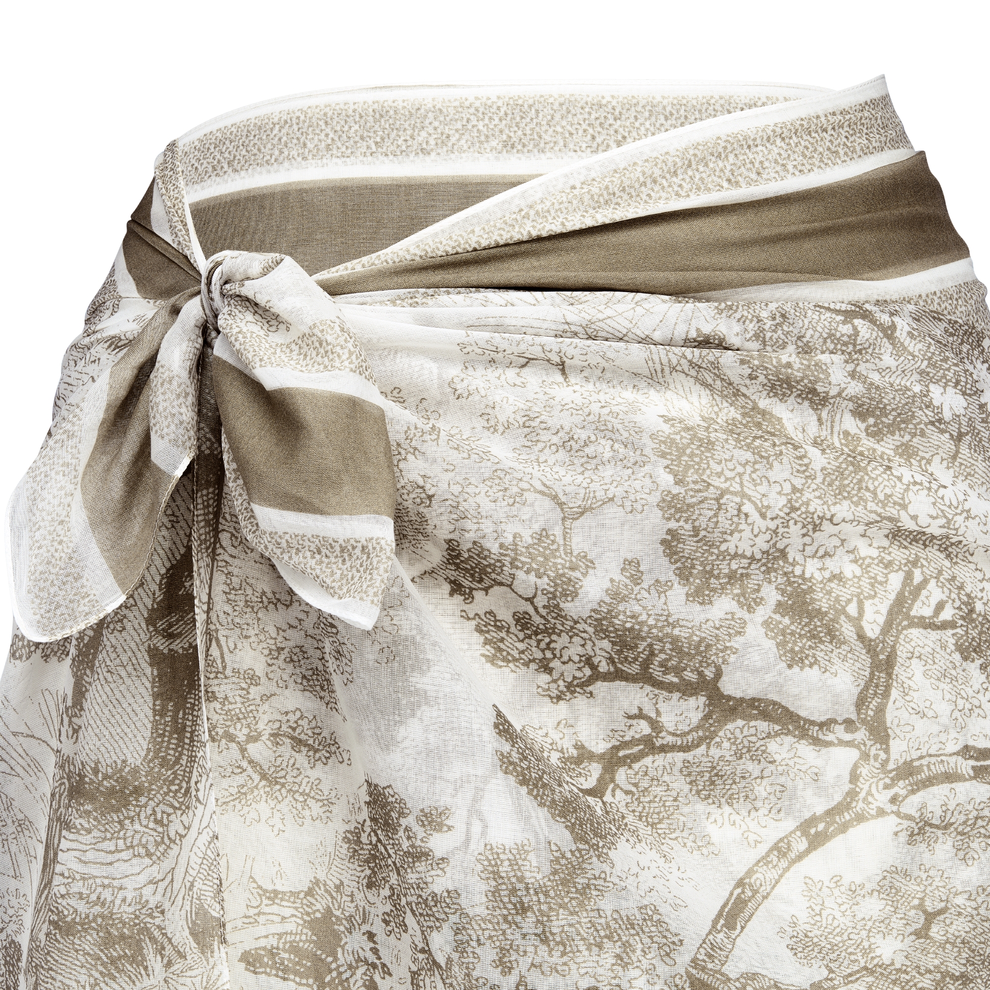 Dioriviera Toile de Jouy Sauvage Sarong White and Beige Cotton | DIOR