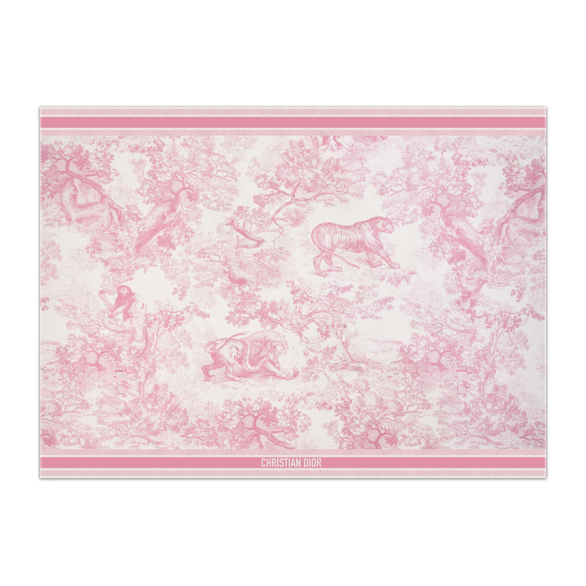 Dioriviera Toile de Jouy Sauvage Sarong White and Candy Pink Cotton | DIOR