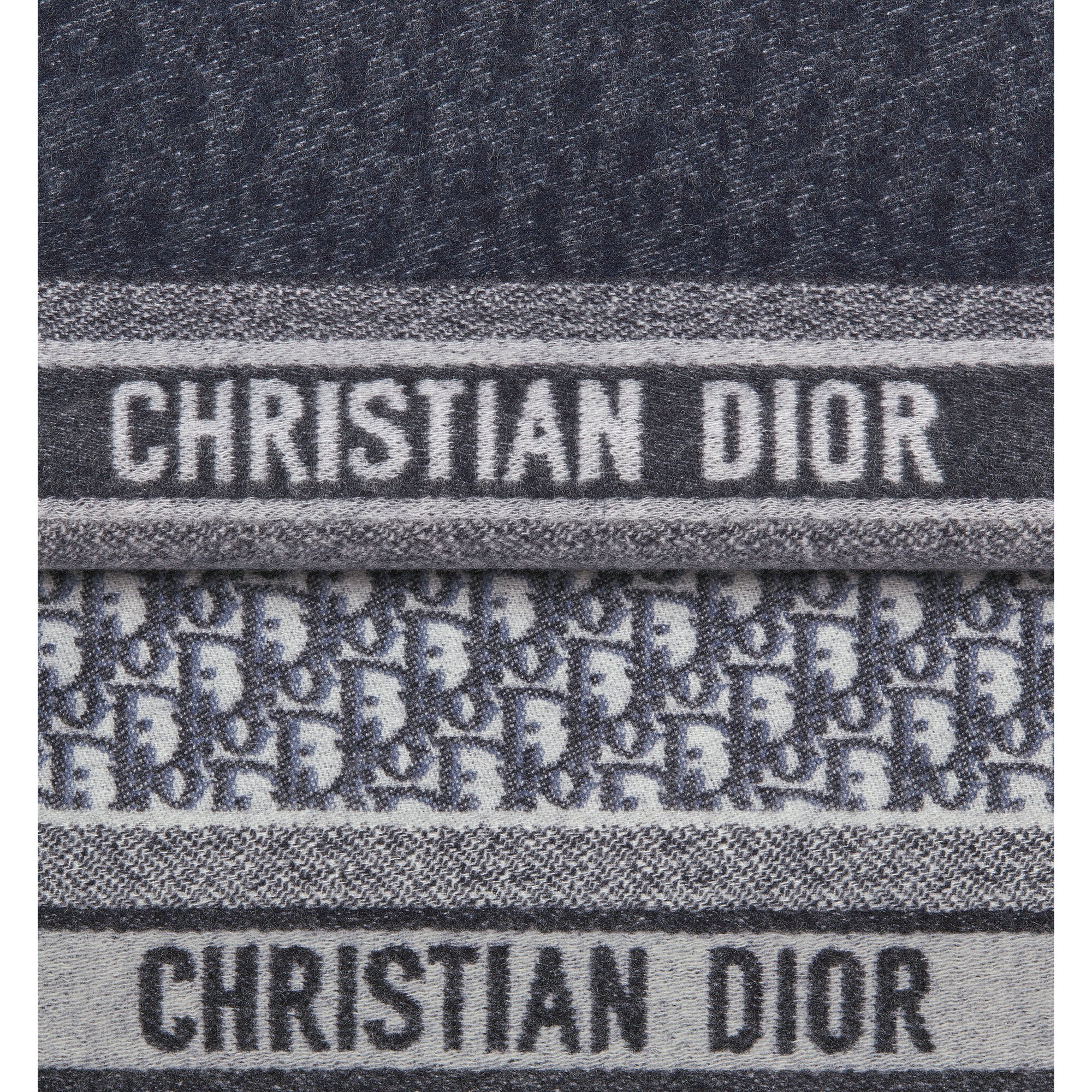 Dior Oblique Scarf Ecru and Navy Blue Cashmere | DIOR