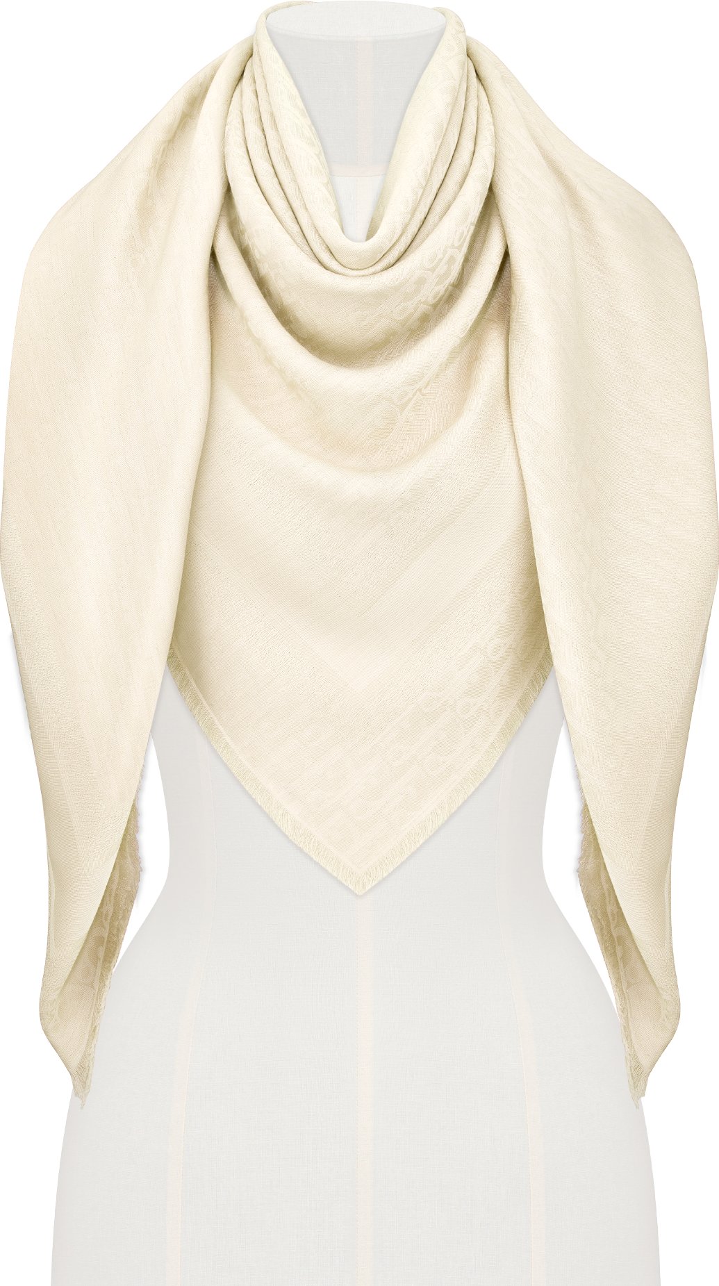 Sjaal met Dior Oblique-motief Witte wol, zijde en kasjmier | DIOR