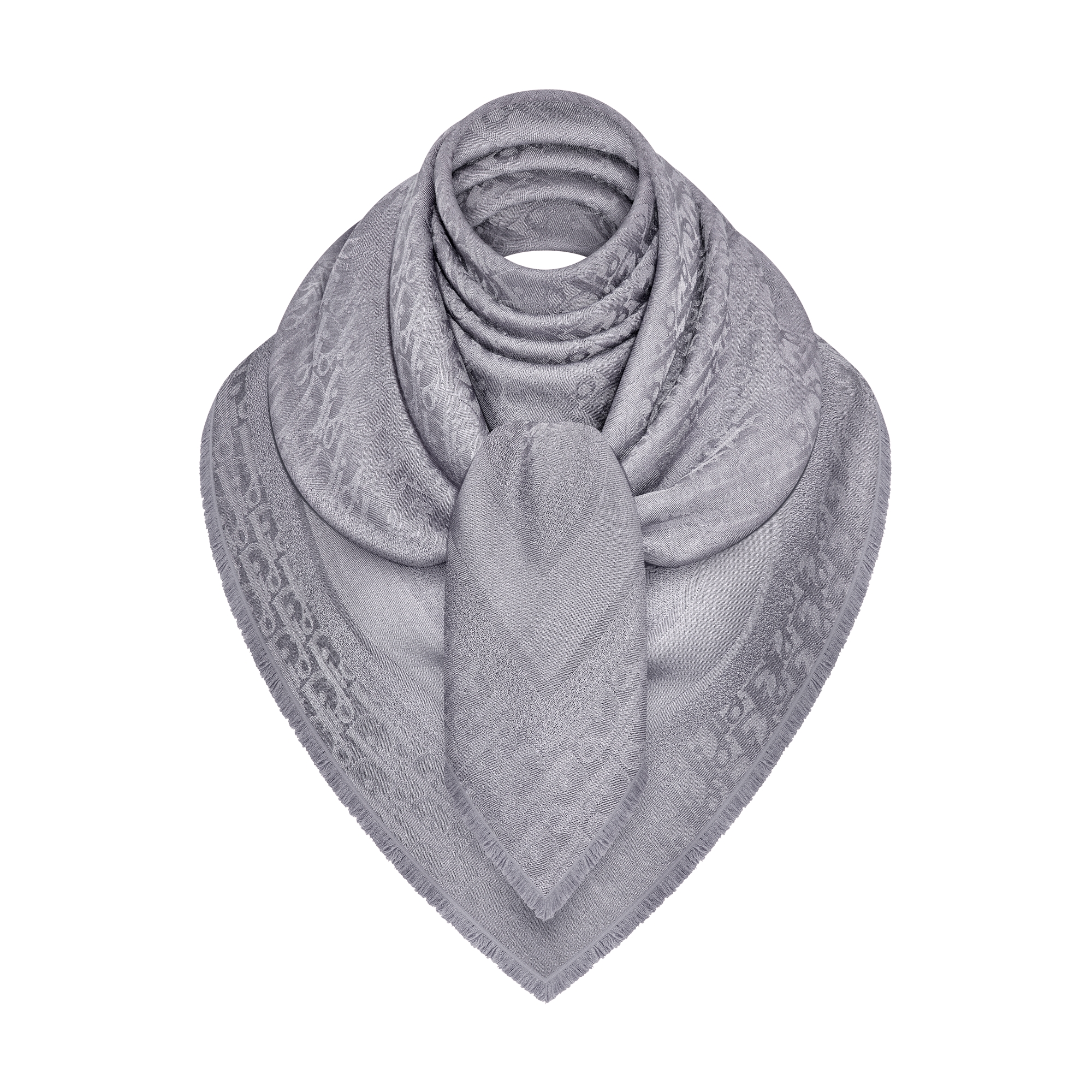 Chal Dior Oblique Lana, seda y cachemira grises | DIOR