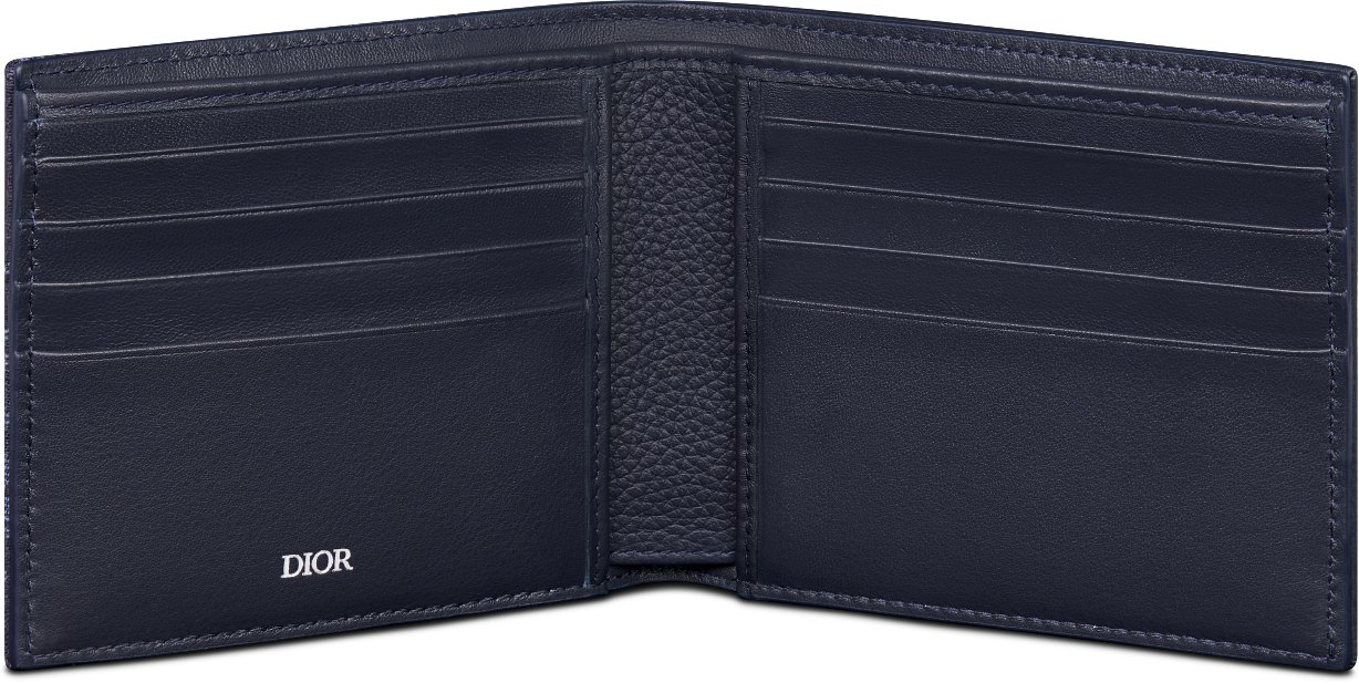Saddle Bifold Wallet Navy Blue Grained Calfskin Marquetry and Navy Blue ...