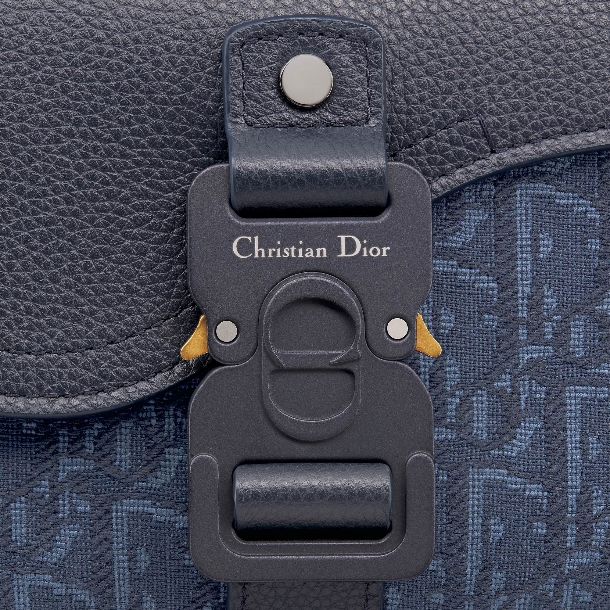Mini Saddle Messenger Bag with Flap Navy Blue Dior Oblique Jacquard and ...