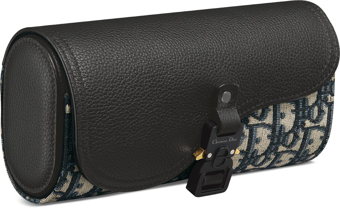 Estuche para reloj Saddle Dior Oblique en jacquard beige y negro con ...