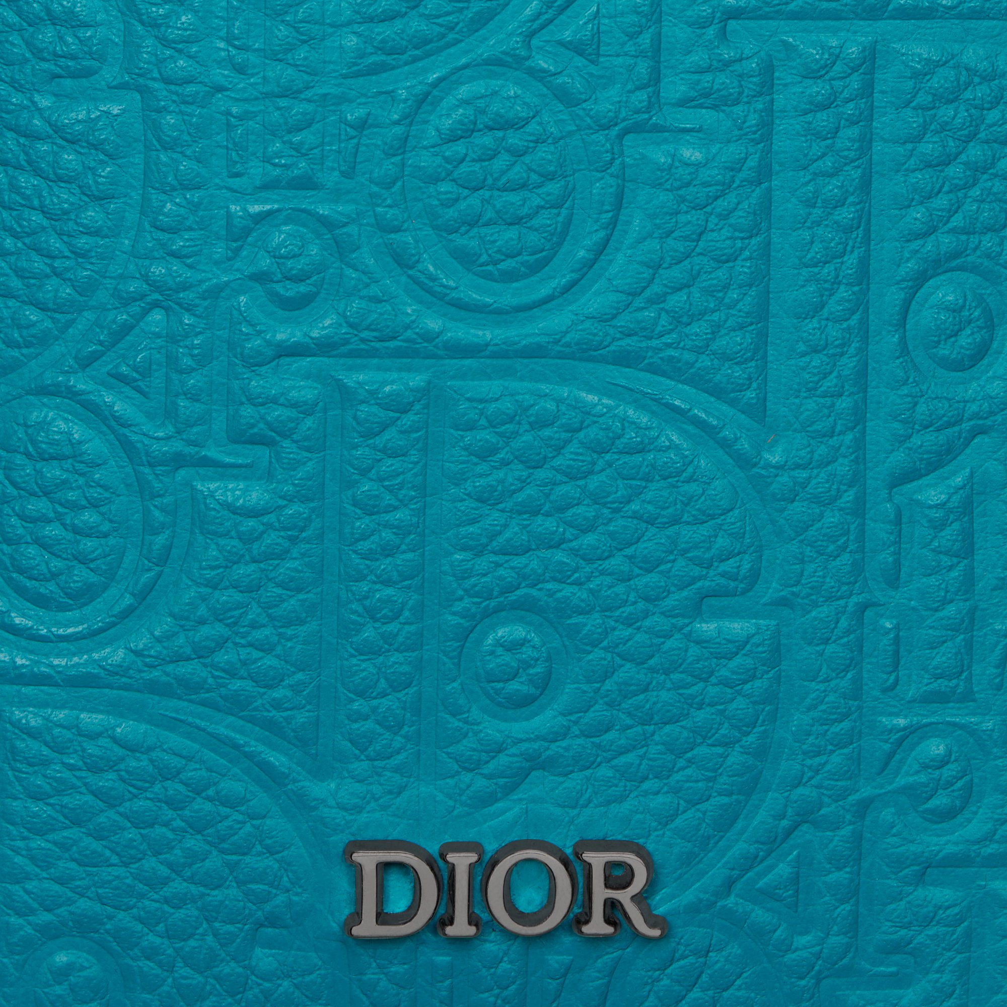 Saddle Magnetic Card Holder Blue Dior Gravity Leather | DIOR