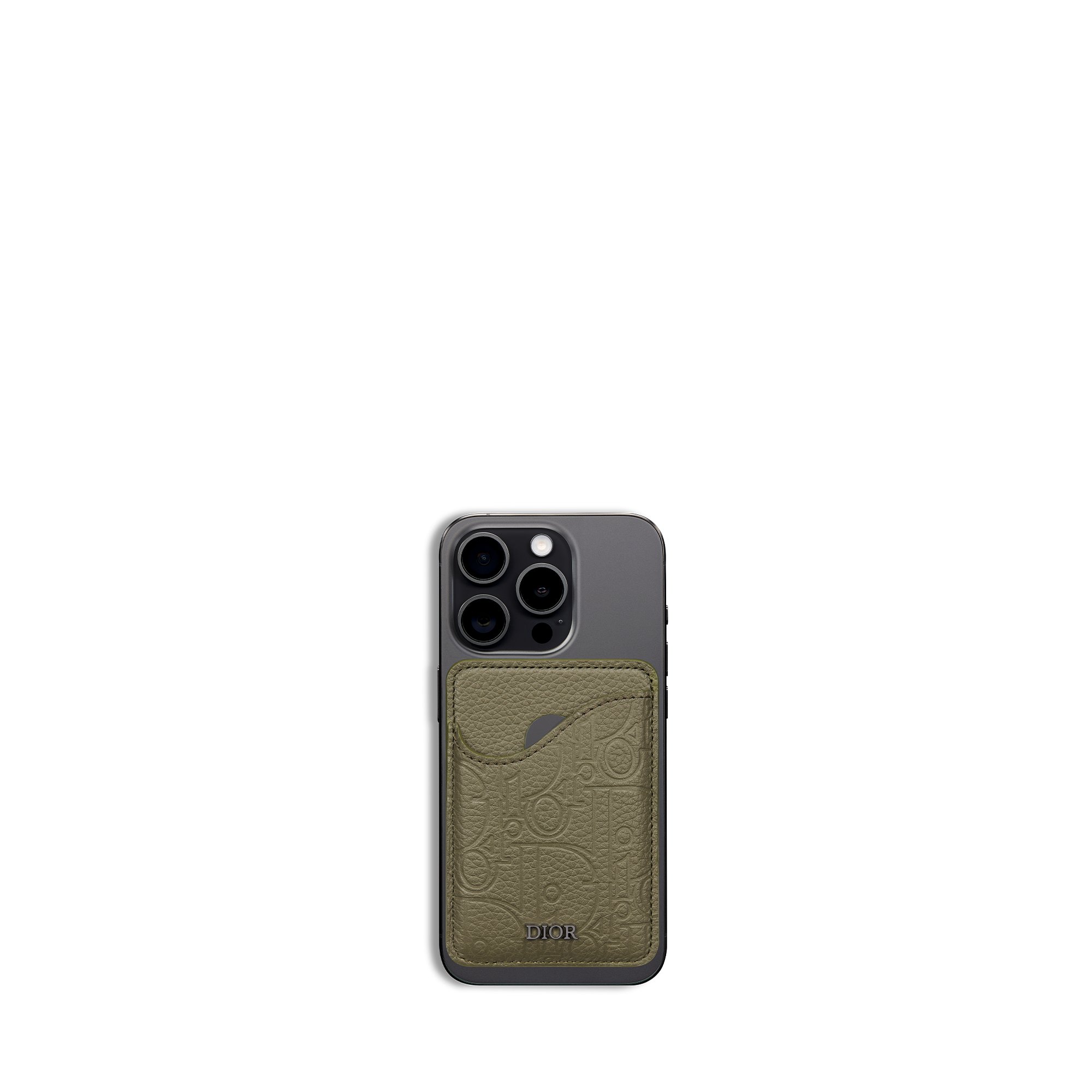 Saddle Magnetic Card Holder Khaki Dior Gravity Leather | DIOR