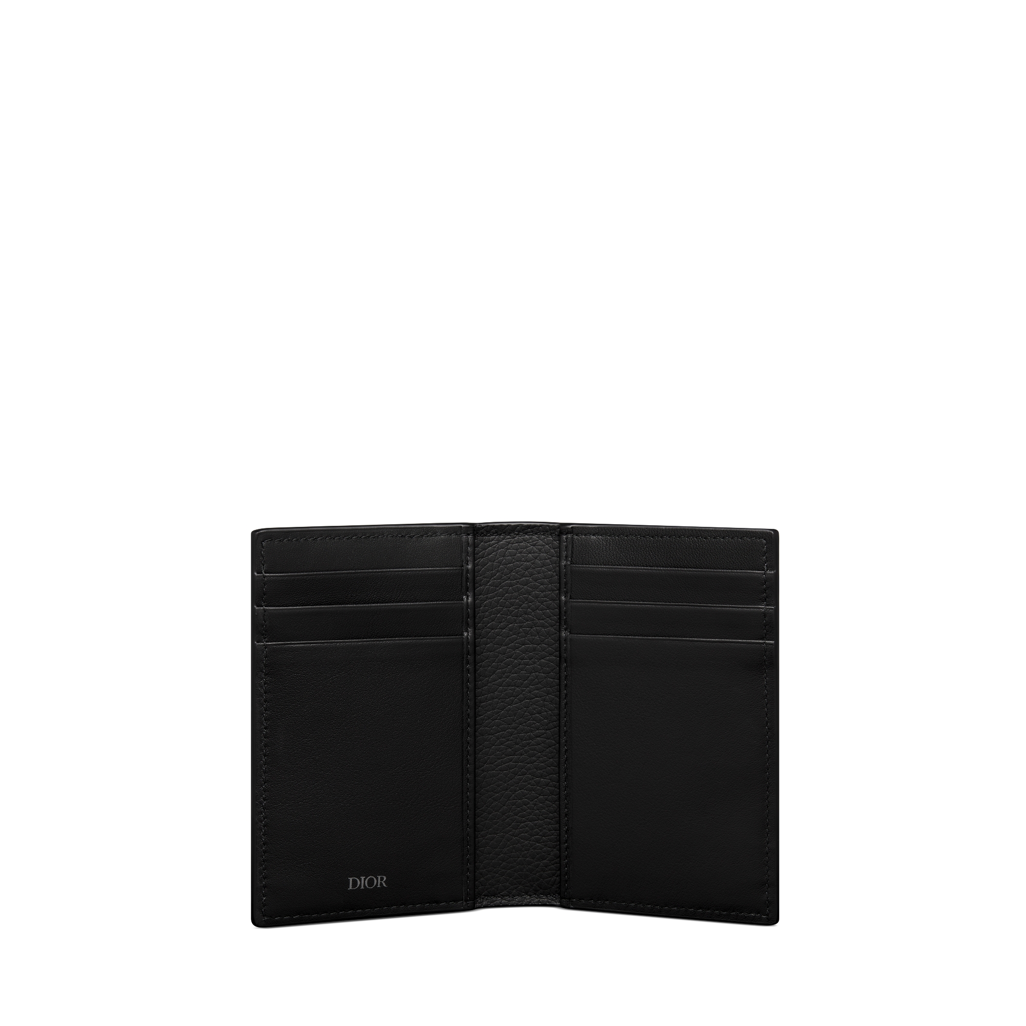 Saddle Vertical Bifold Card Holder Black Grained Calfskin Marquetry | DIOR