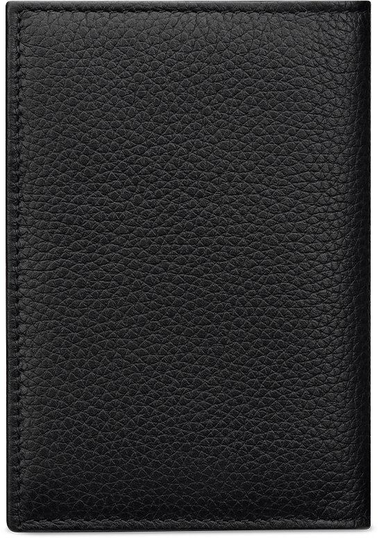 Saddle Vertical Bifold Card Holder Black Grained Calfskin Marquetry ...